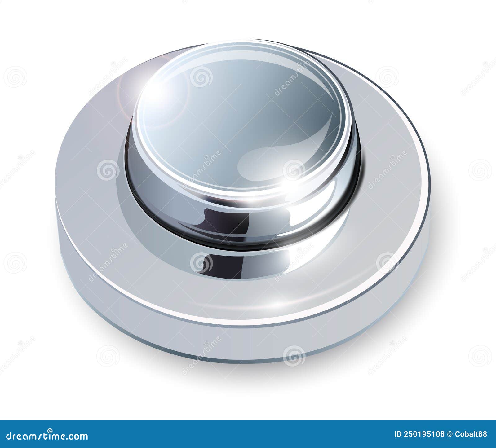 Silver Metal Shiny Button, Metallic Chrome 3D Button Stock Vector ...