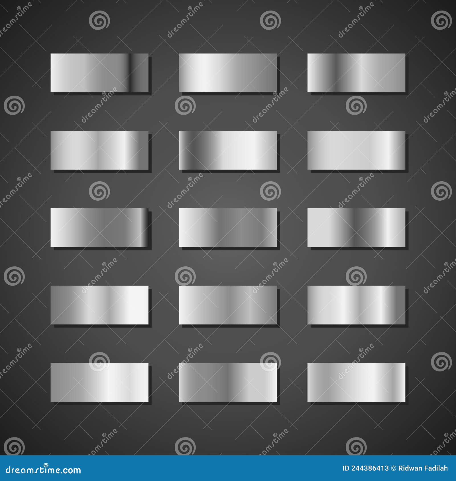 Silver Metal Steel Gradients Set Stock Vector - Illustration of modern ...