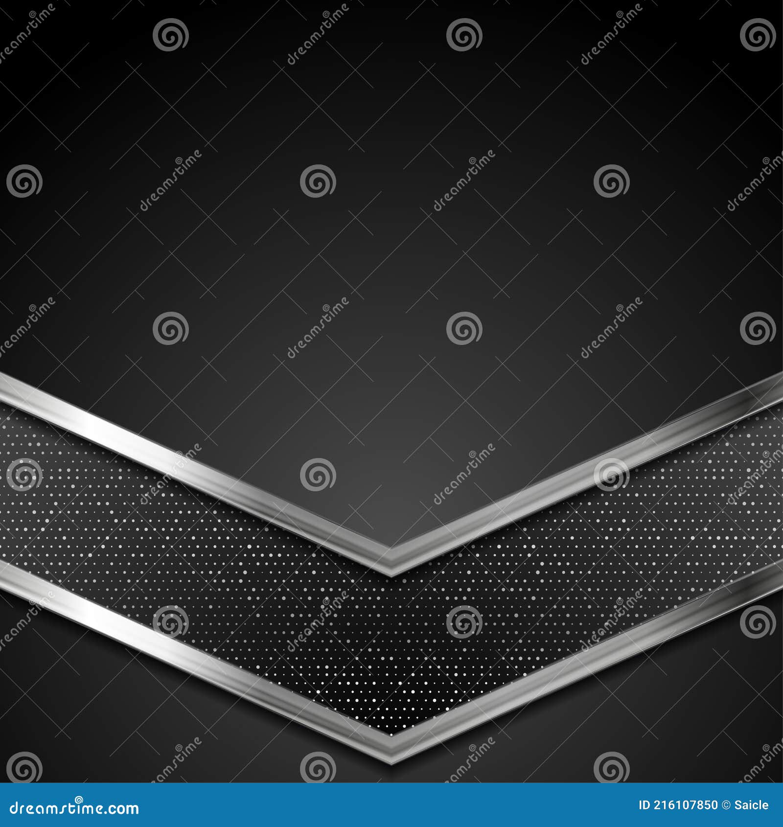 Silver Metallic Arrows with Shiny Dots on Black Background Stock Vector ...