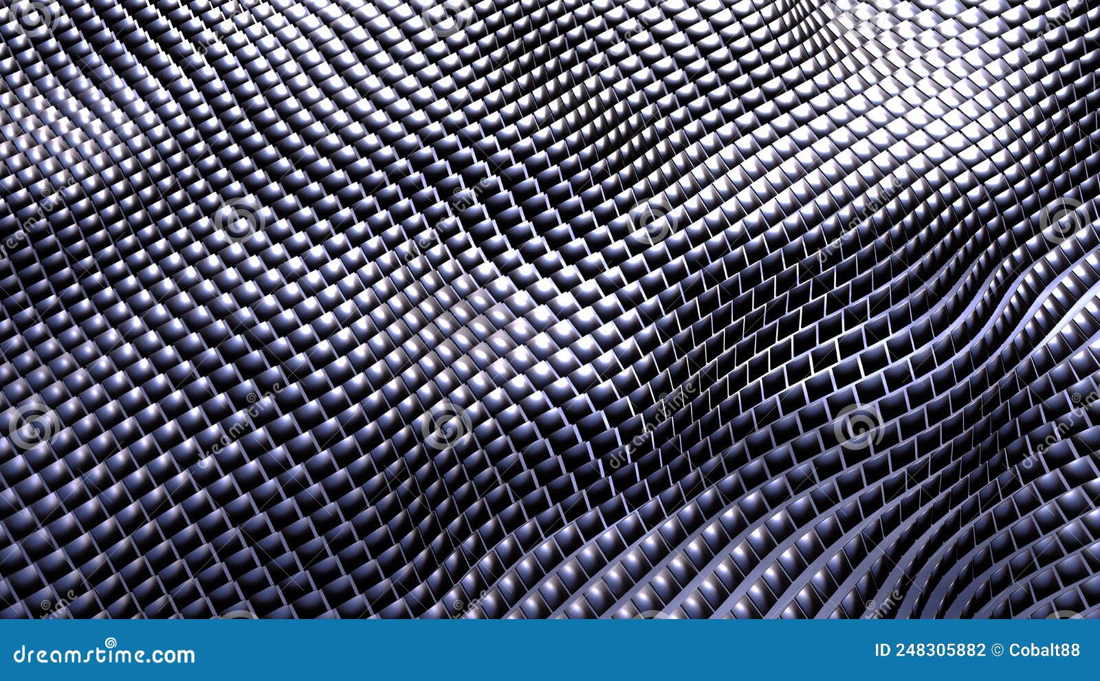 Silver Metallic Background, 3D Waves from Square Shapes Mosaic Stock ...