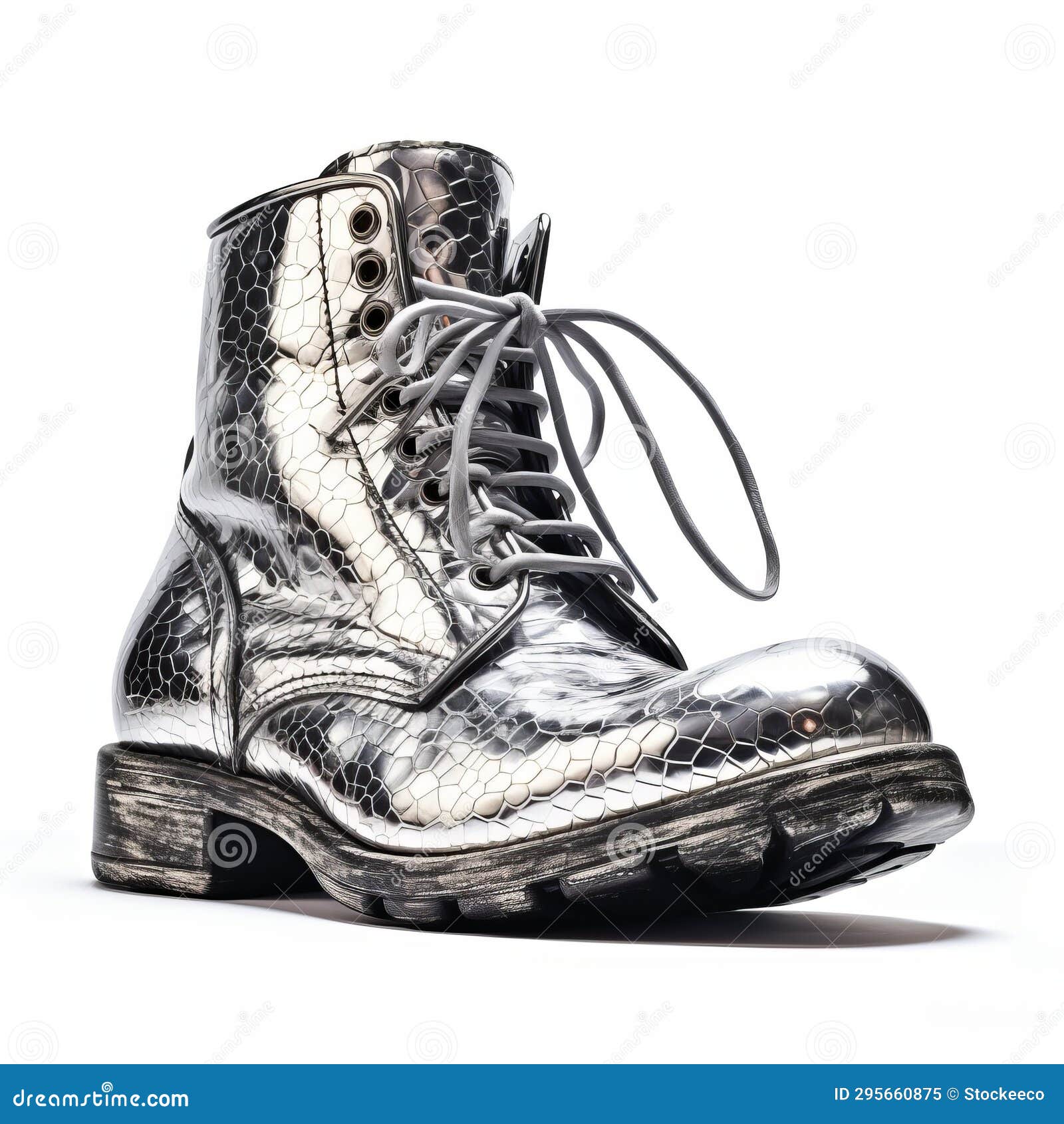 Silver Metallic Boots with Shiny Bumpy Texture - Unique and Stylish ...