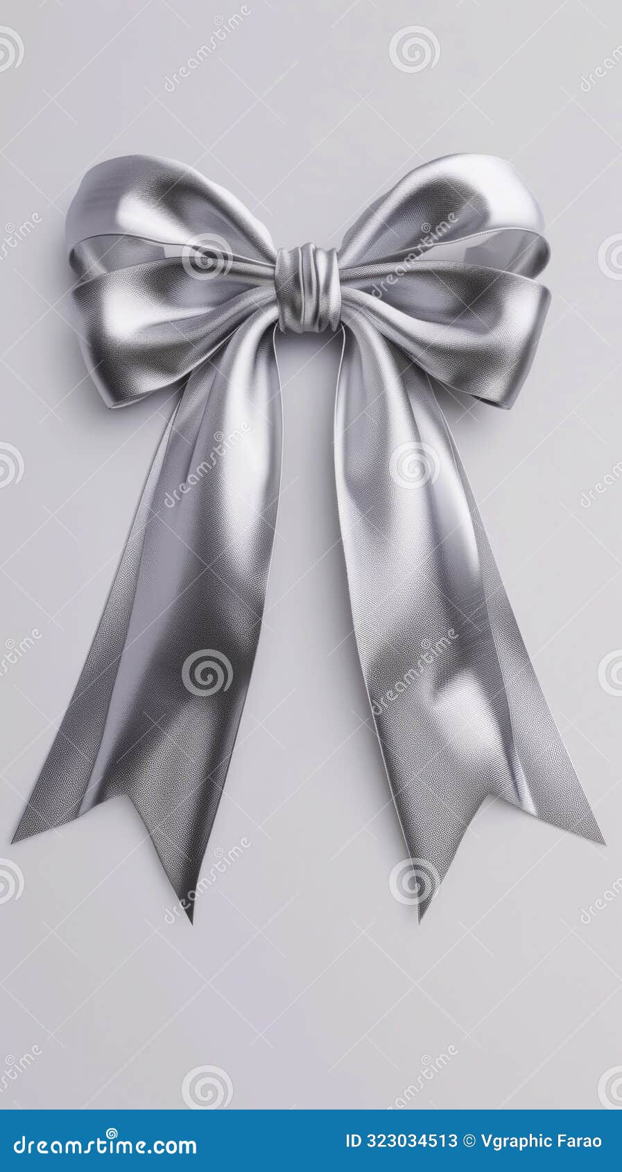 Silver Metallic Bow on a White Background, Minimalistic Design. Elegant ...