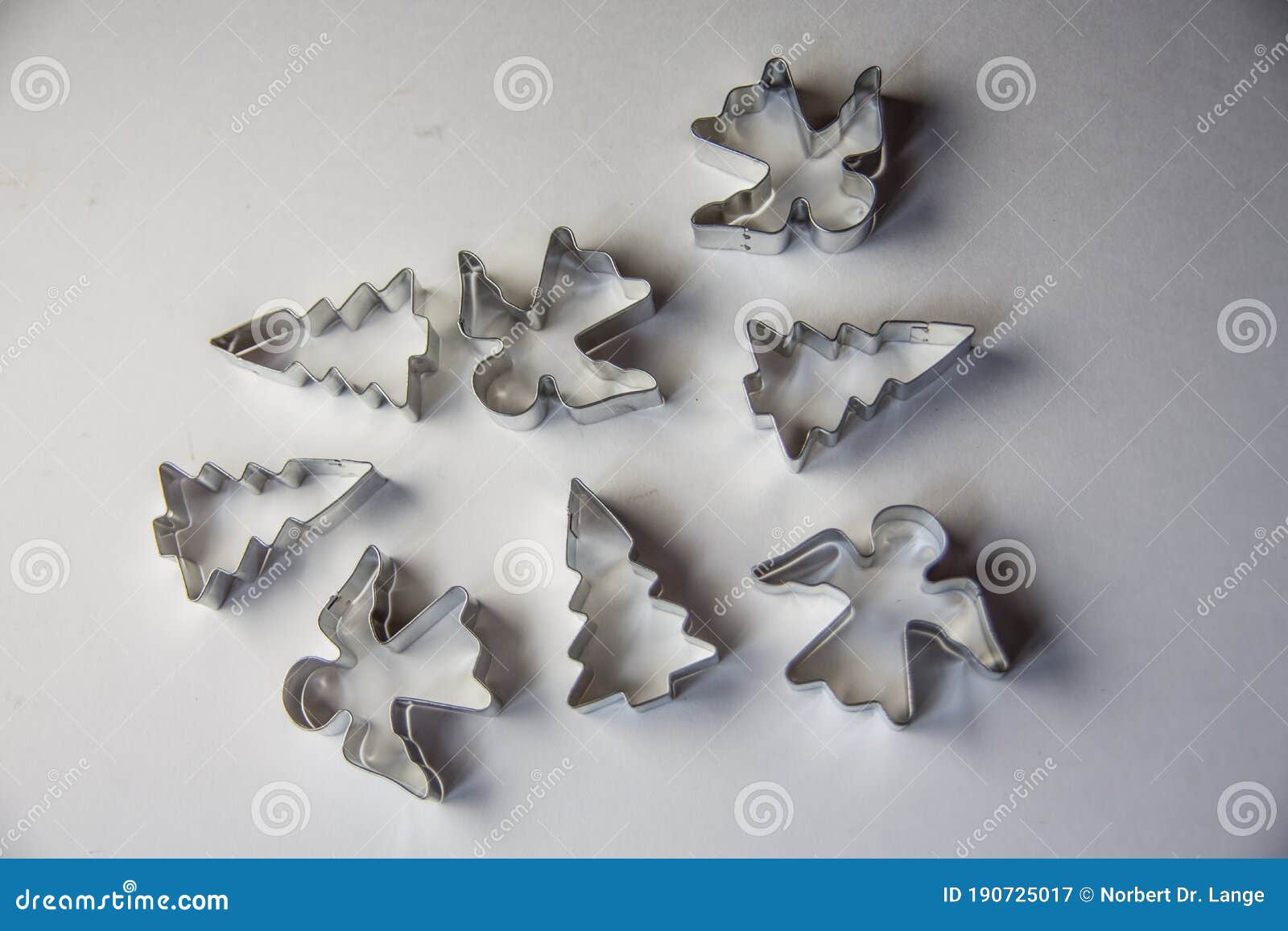 Silver Metallic Christmas Cookie Shapes Stock Image - Image of ...
