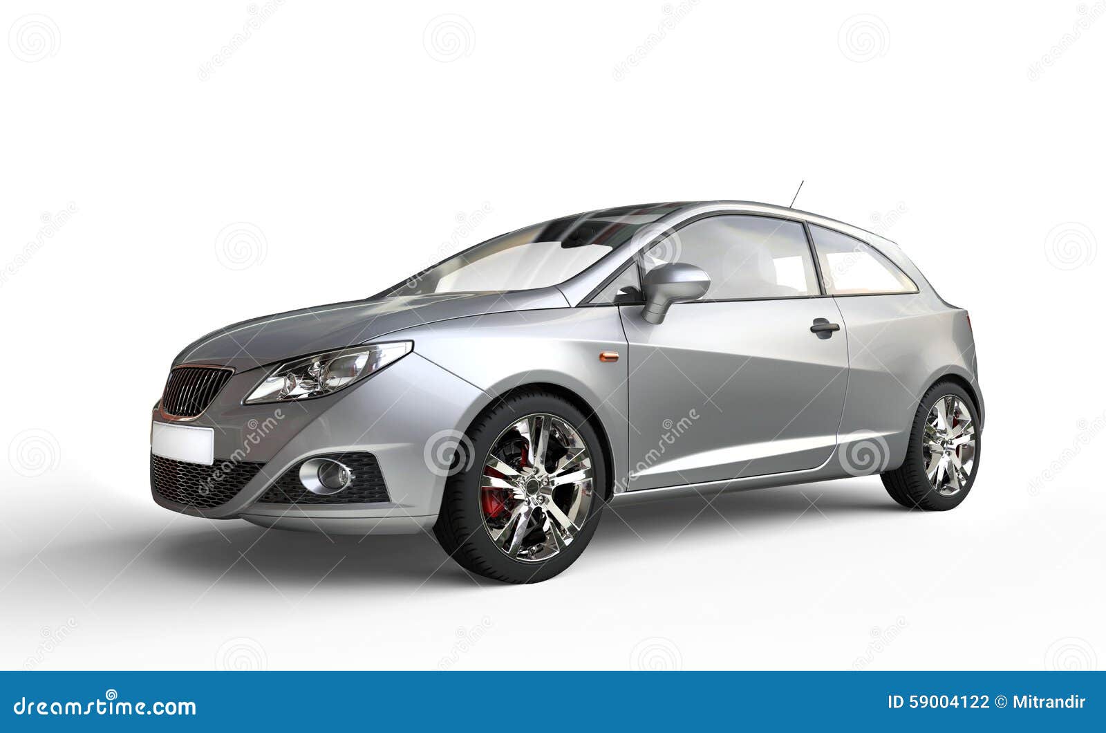 Silver Metallic Compact Modern Car Stock Photo - Image of shiny ...