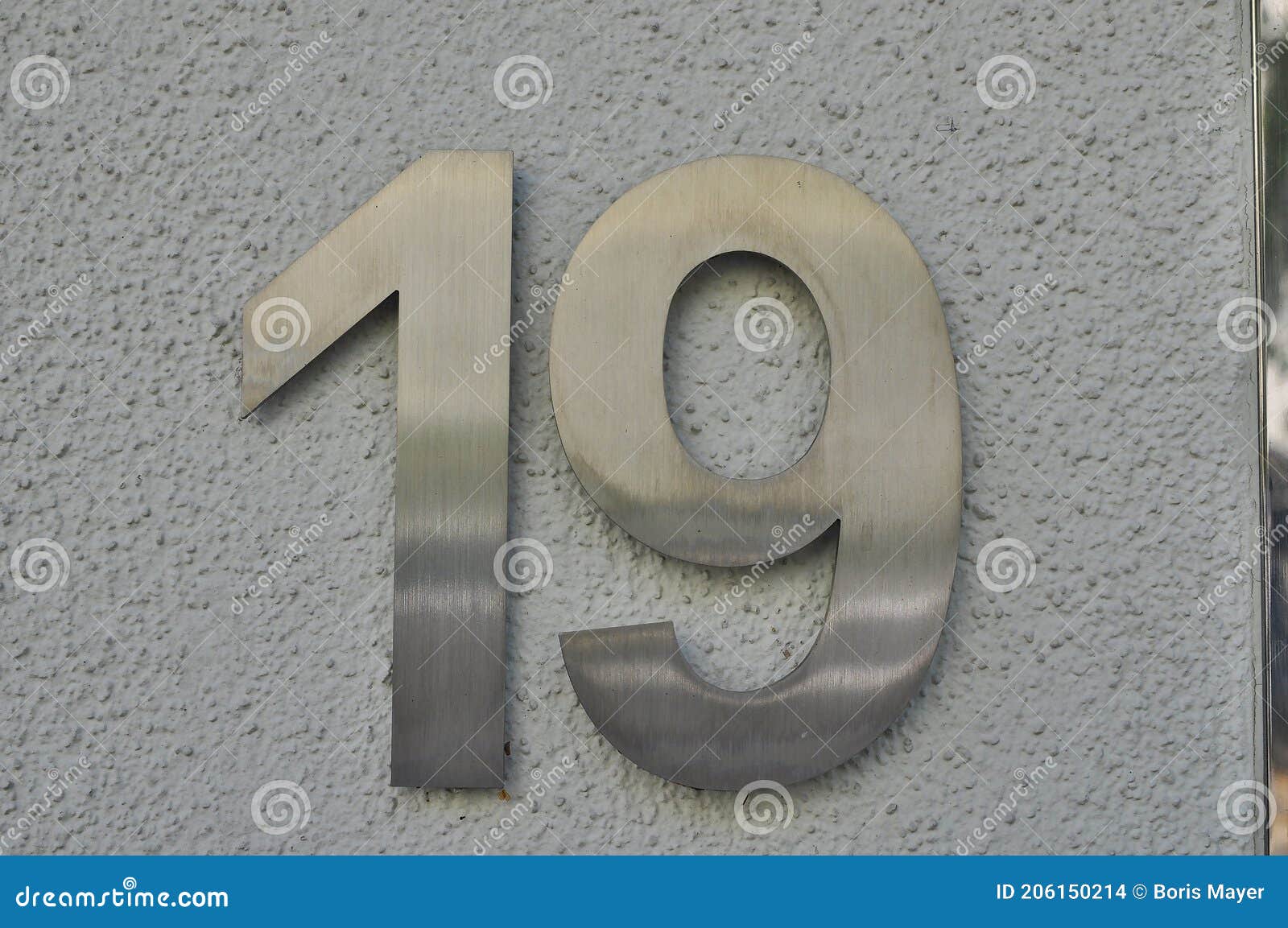 Silver Metallic Digits Representing the Number Nineteen Stock Photo ...