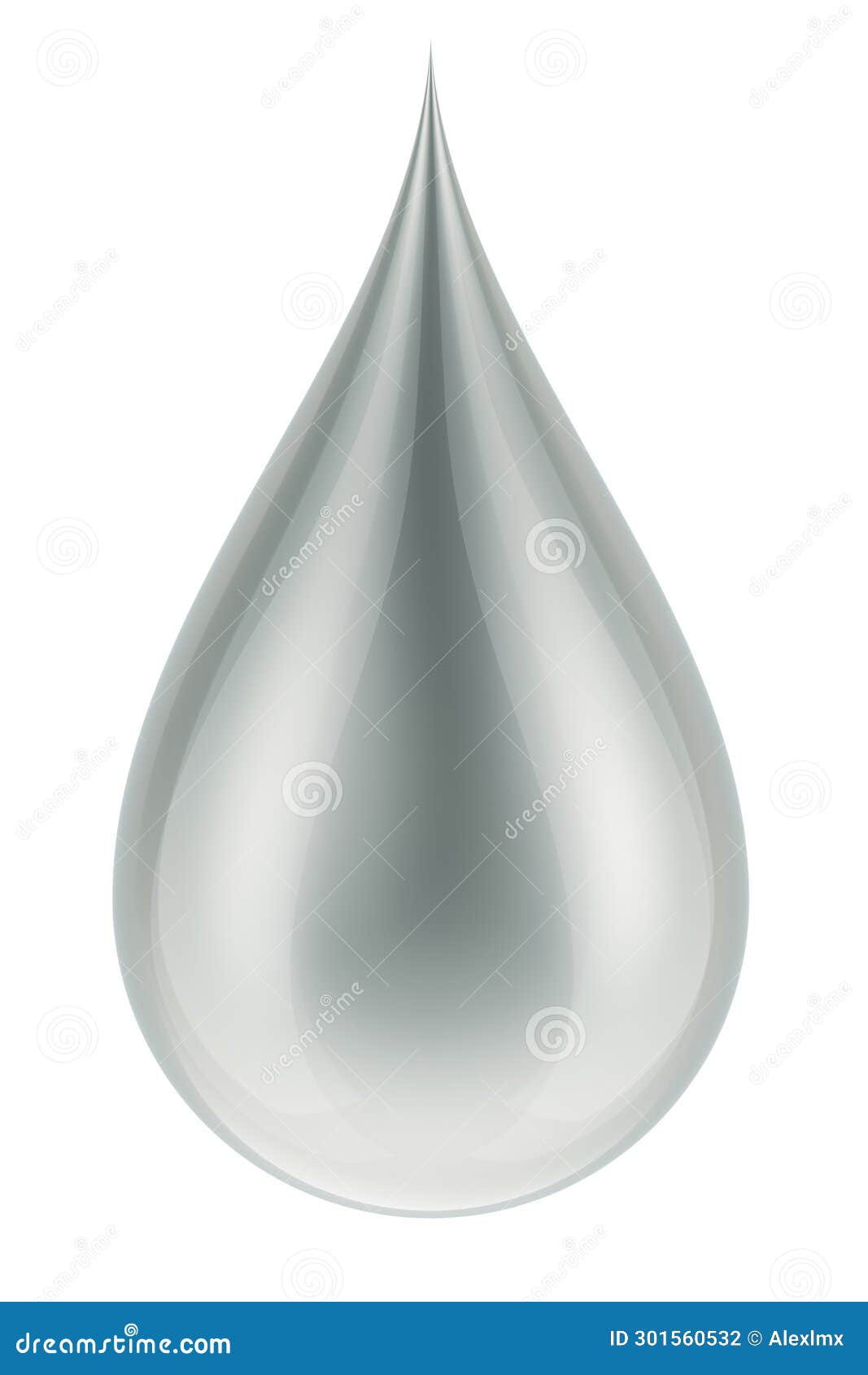 Silver, Metallic Drop. 3D Rendering Stock Illustration - Illustration ...