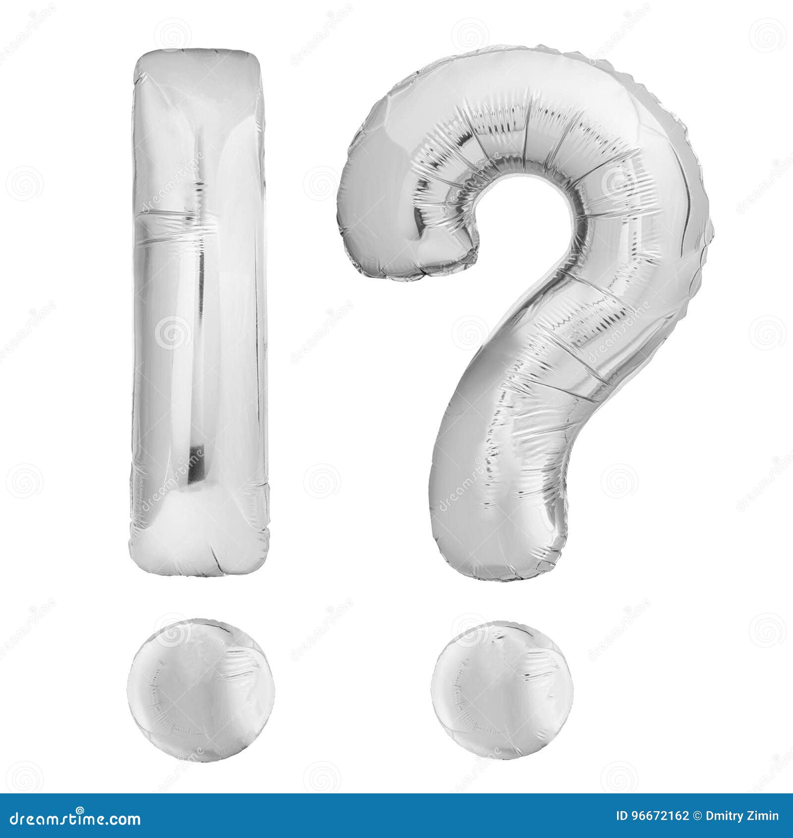 Silver Metallic Exclamation Point with Question Mark Made of Inflatable ...