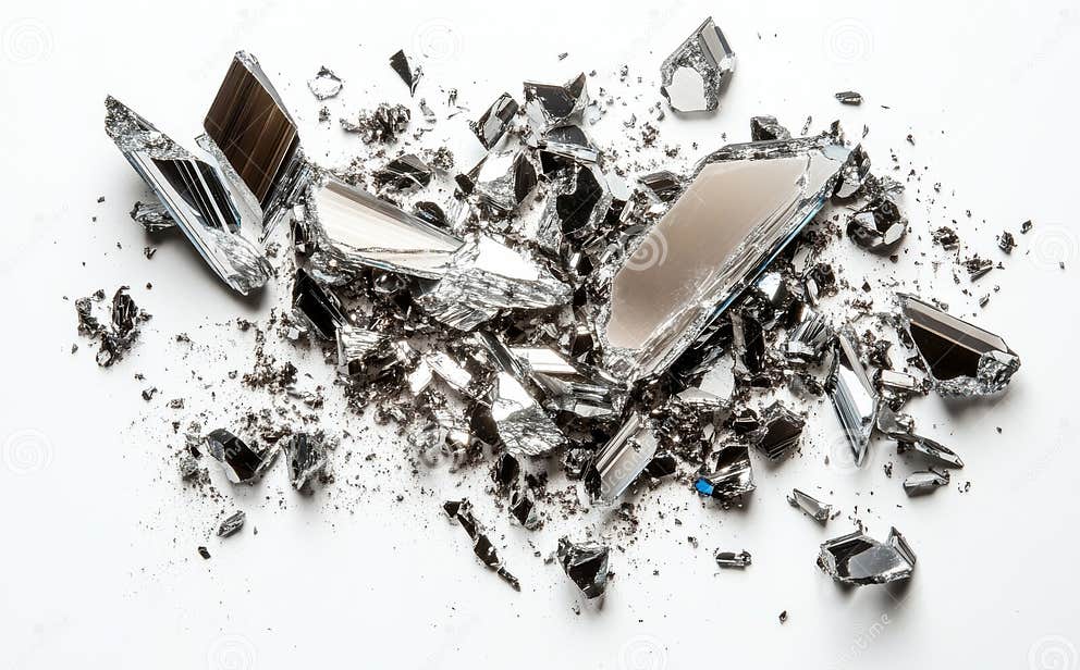 Silver Metallic Flakes Scatter in Intricate Patterns Across a White ...