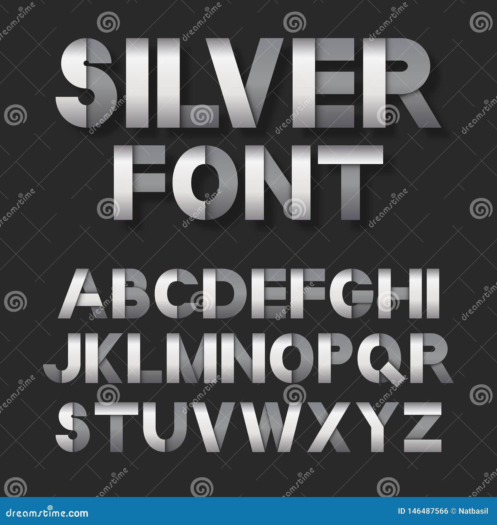 Silver metallic font set stock vector. Illustration of retro - 146487566