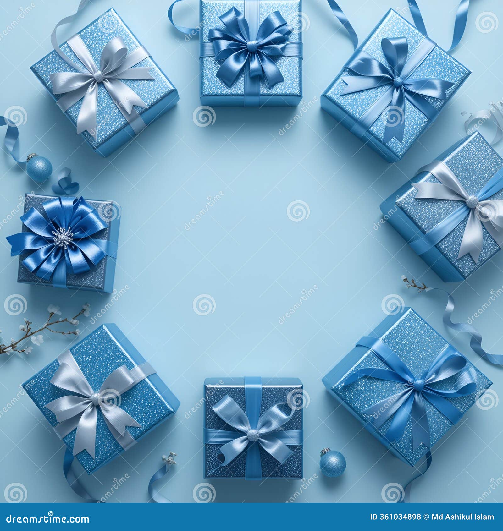 Silver Metallic Gift Boxes with Elegant Ribbons. Stock Illustration ...