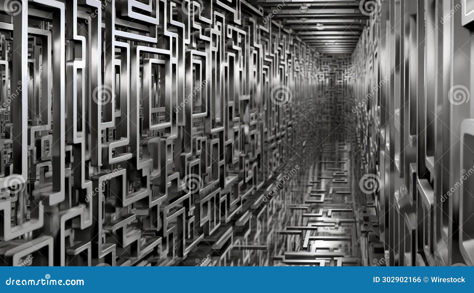 Silver Metallic Industrial Hallway With Storage Compartments, AI ...