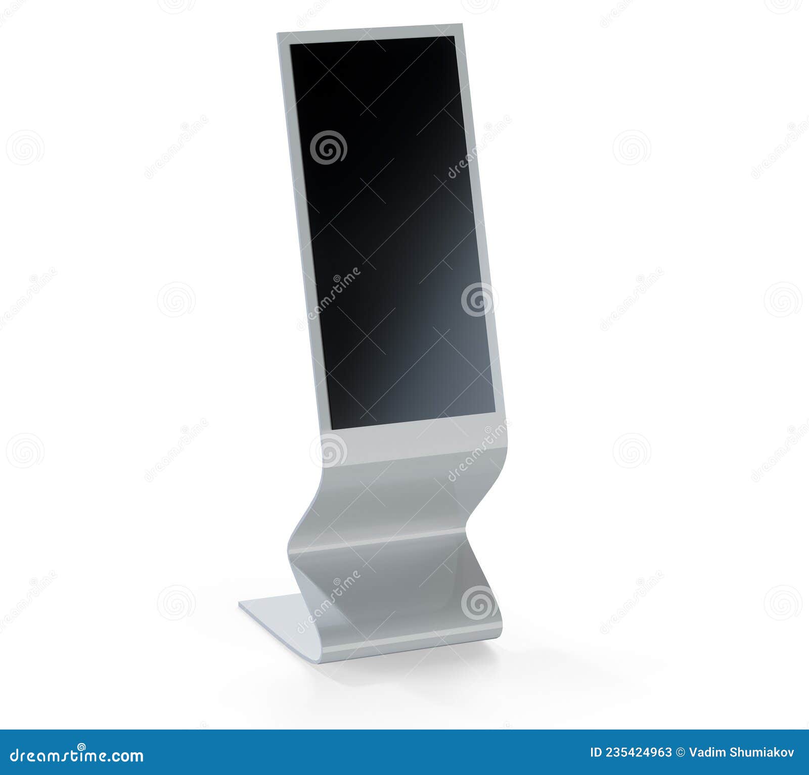Silver Metallic Interactive Information Terminal. Front View of a Touch ...