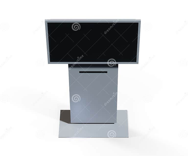Silver Metallic Interactive Information Terminal. Front View of a Touch ...