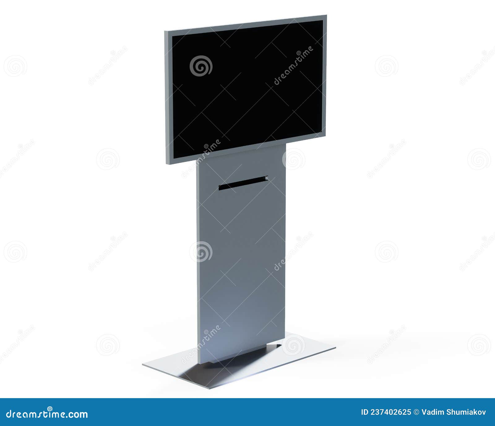 Silver Metallic Interactive Information Terminal. Front View of a Touch ...