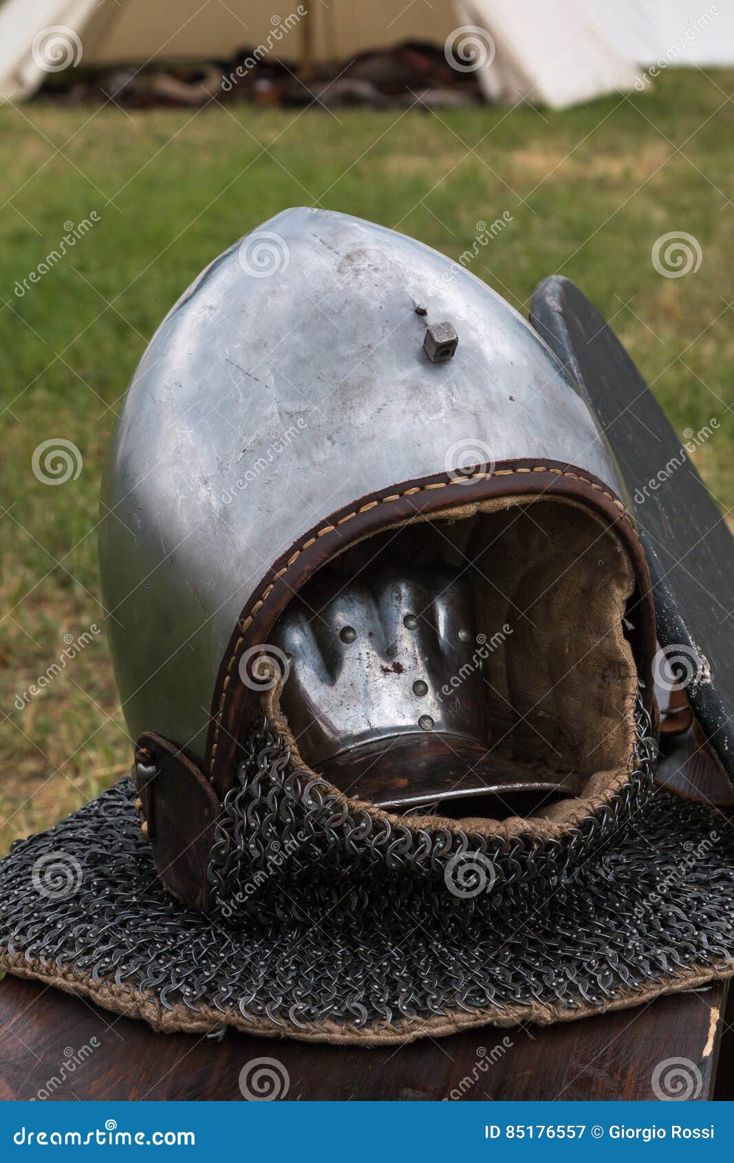 Silver and Metallic Knight Helmet Stock Image - Image of antique ...