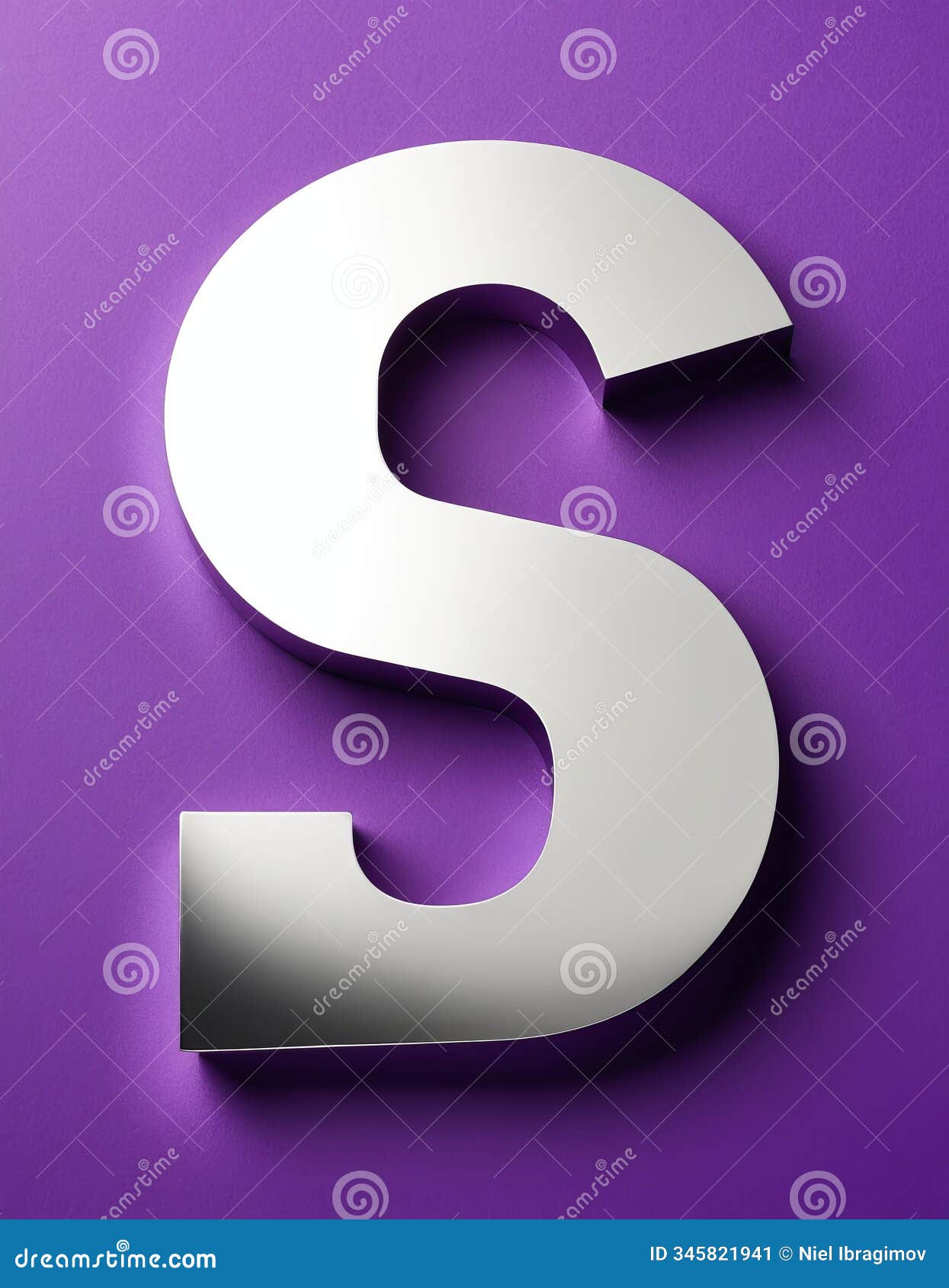 Silver Metallic Letter S on Purple Background for Creative Design ...