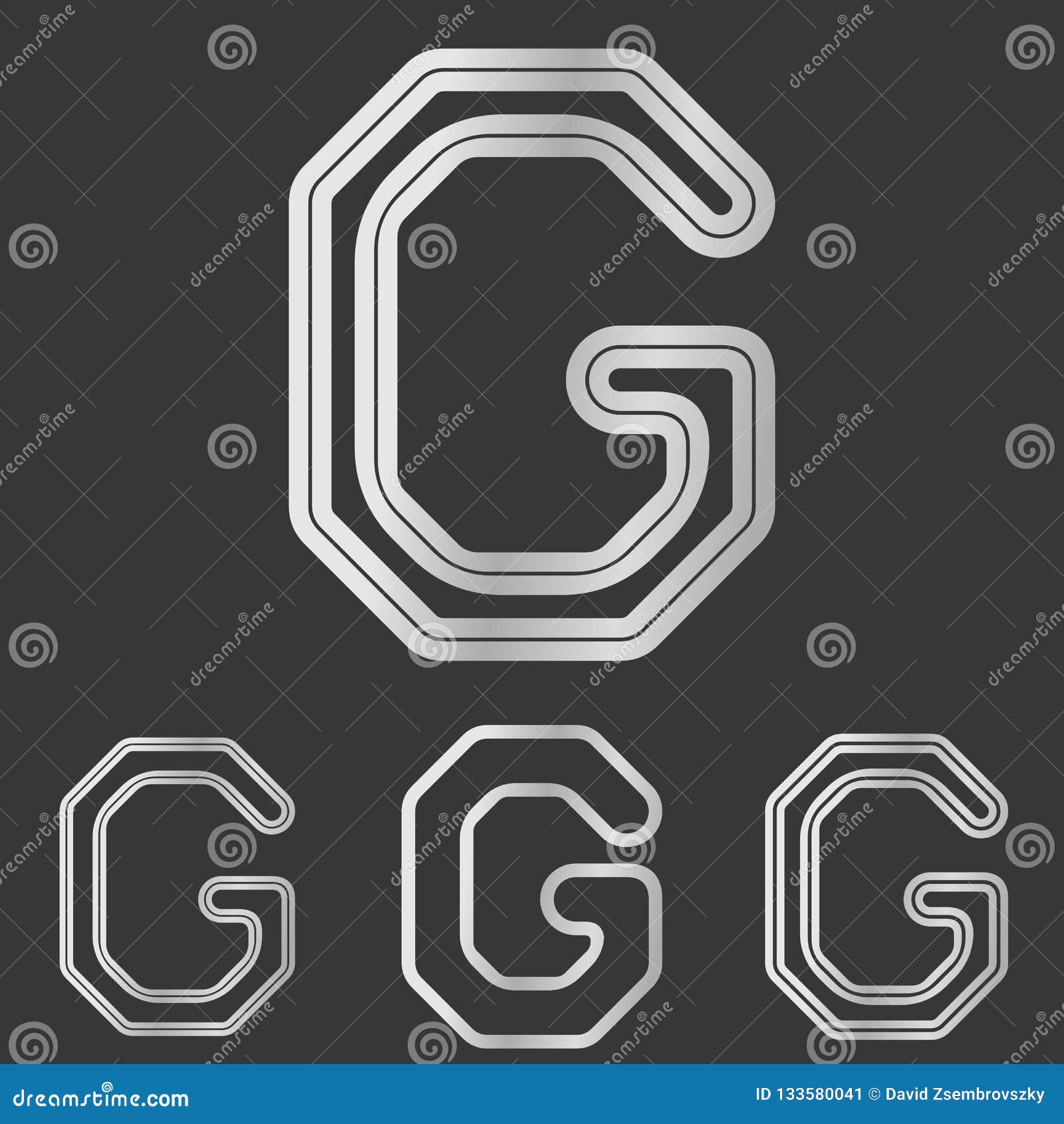 Silver Line G Logo Design Set Stock Vector - Illustration of stamp ...