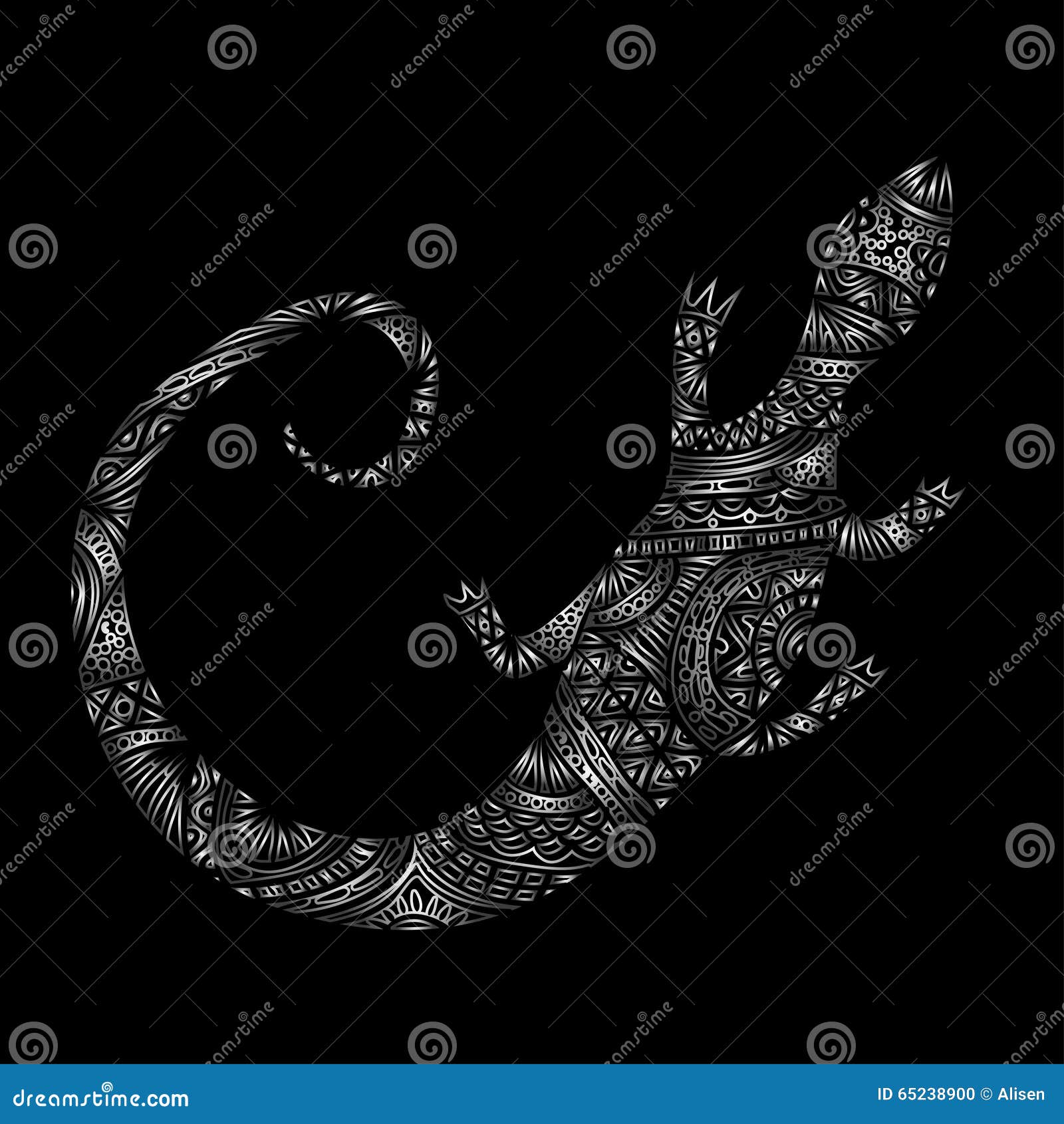 Silver or Metallic Lizard or Chameleon Stock Vector - Illustration of ...