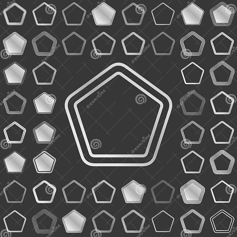 Silver Metallic Pentagon Logo Design Set Stock Vector - Illustration of ...