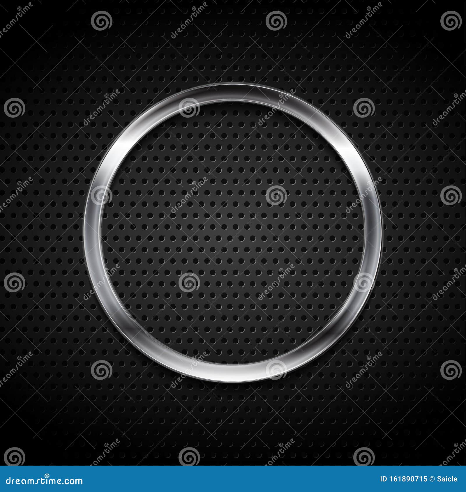 Silver Metallic Ring on Black Perforated Background Stock Vector ...