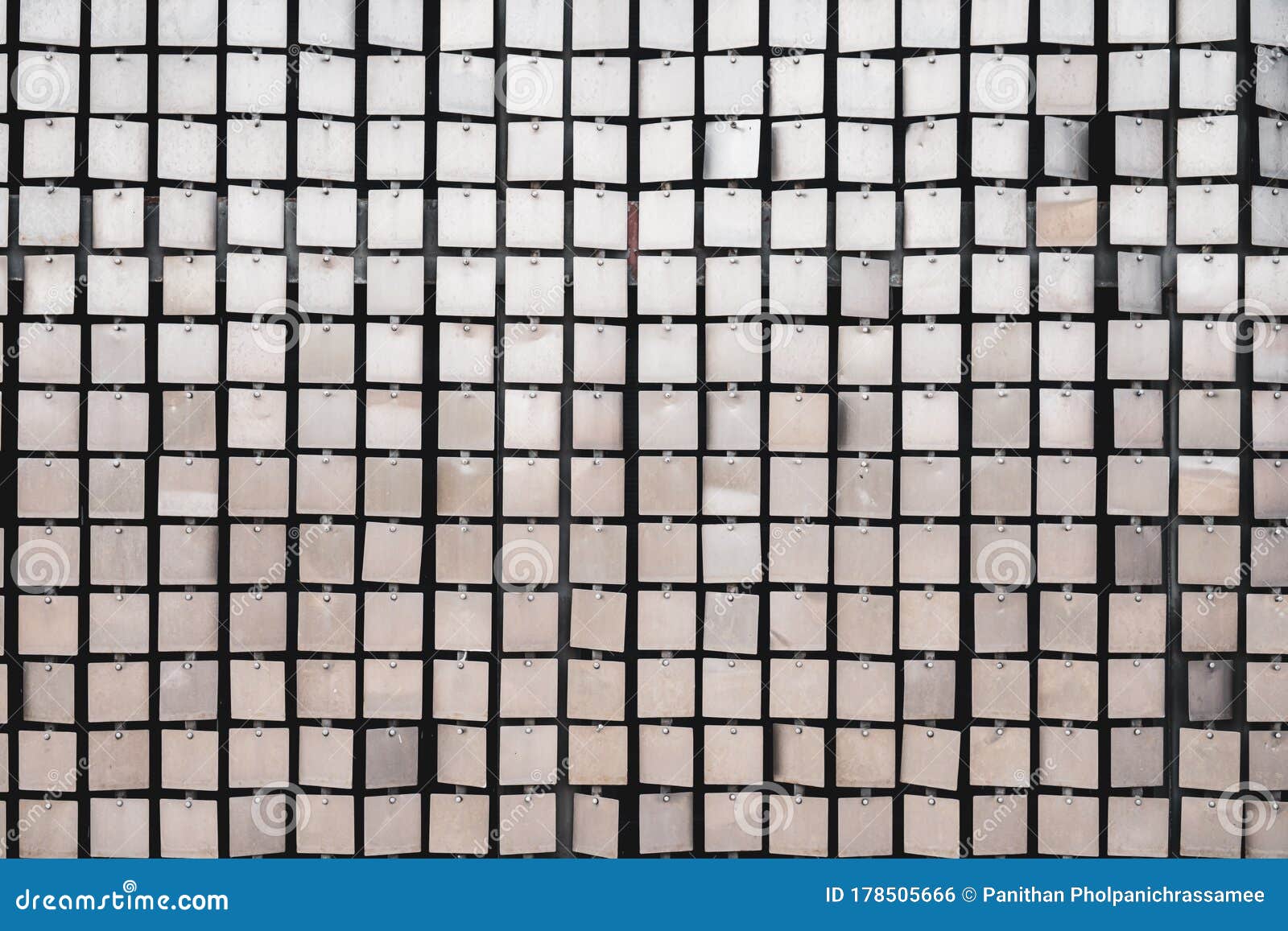 Silver Metallic Sheet Square Grid Wall. Stock Photo - Image of aluminum ...