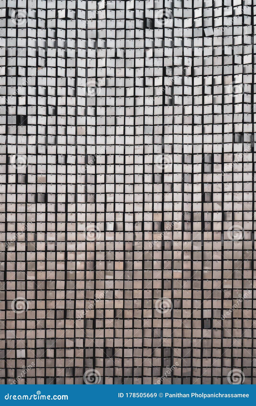 Silver Metallic Sheet Square Grid Wall. Stock Image - Image of alloy ...