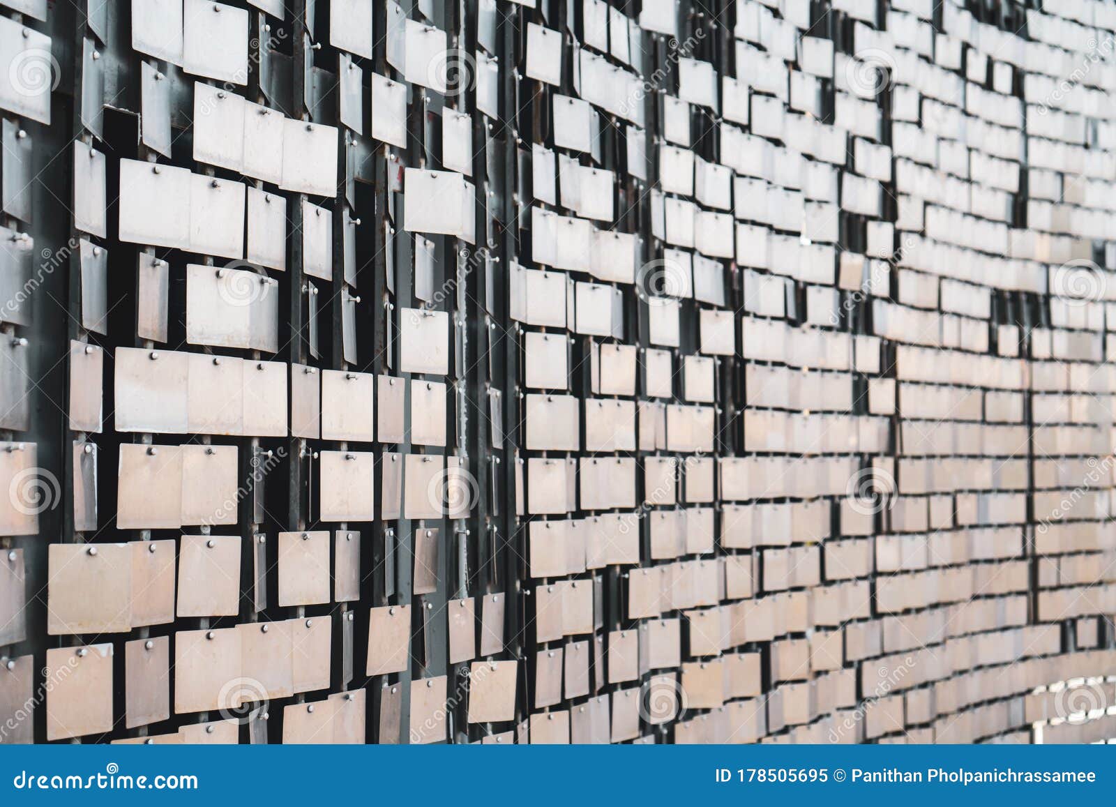Silver Metallic Sheet Square Grid Wall. Stock Image - Image of sheet ...