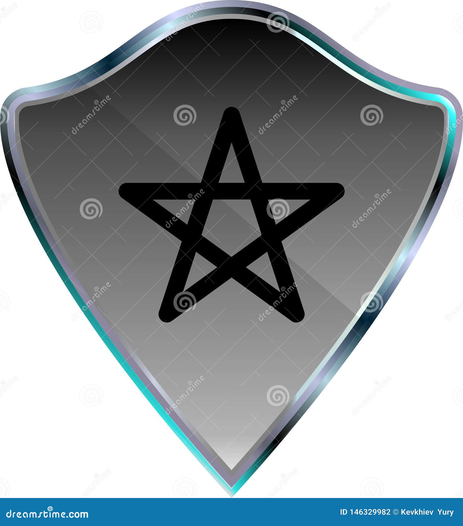Silver Metallic Shield Vector Icon with Star Stock Vector ...