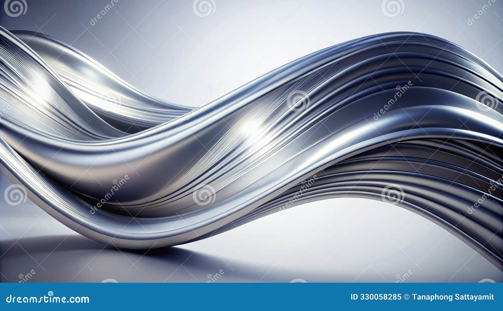A Silver Metallic Wave Flows Across a White Background Symbolizing ...