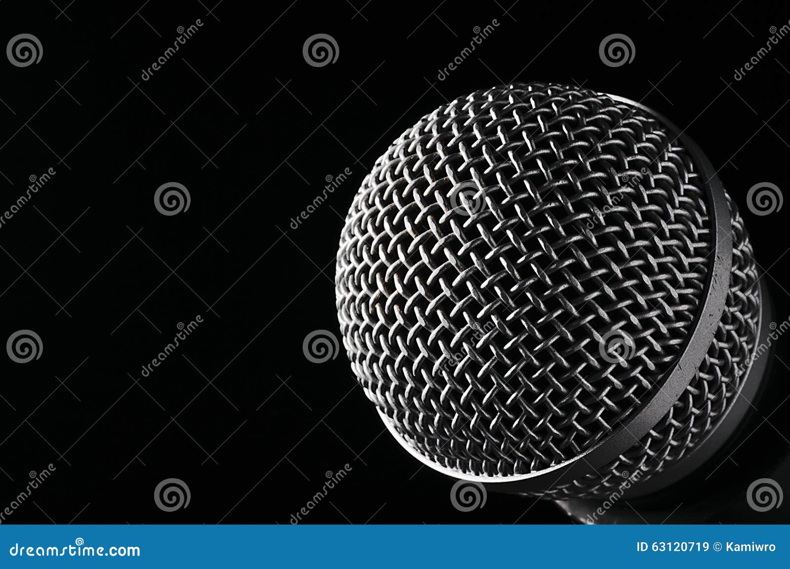 Silver Microphone on a Black Background. Stock Image - Image of ...