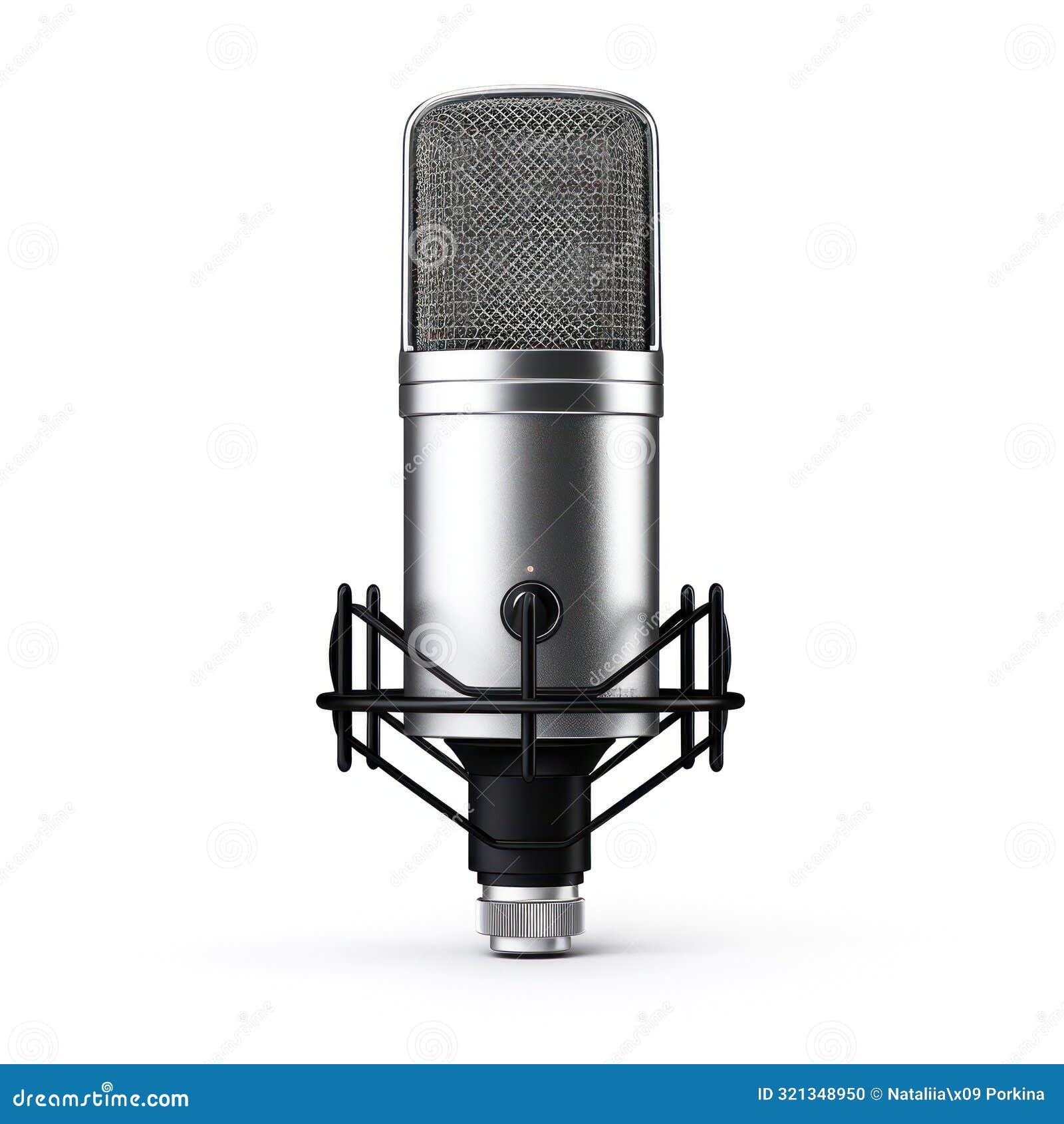 Silver Microphone with Metal Mesh and Shock Mount for Studio Recording ...