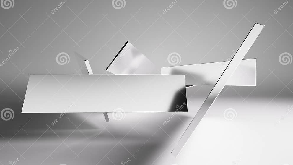 Silver Mirrored Blocks with Contrasting Shadows and Caustics ...