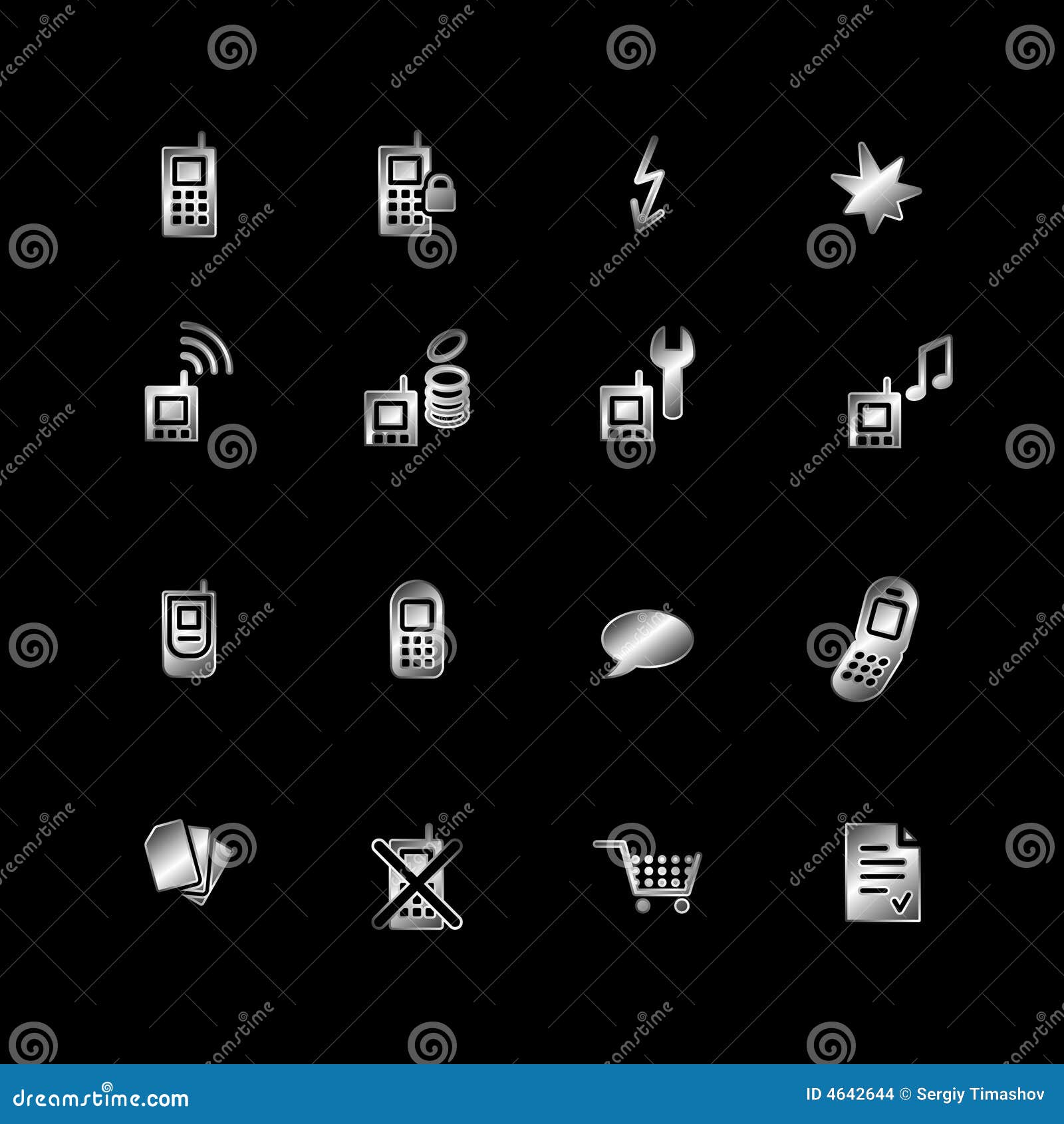 Silver mobile phone icons stock vector. Illustration of repair - 4642644