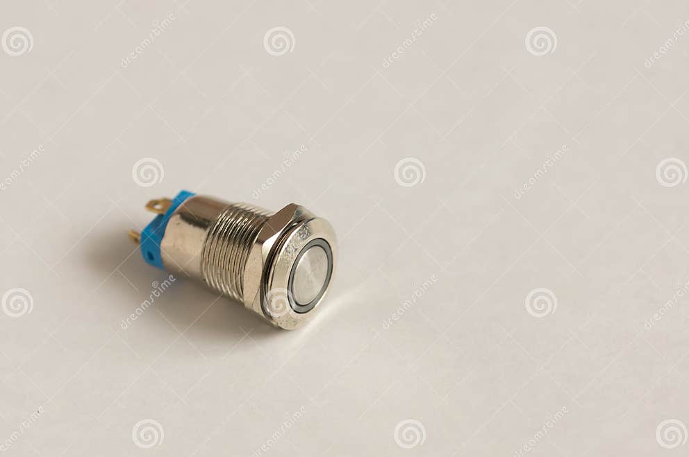 Silver Modern Computer Power Button with Blue Led. Stock Photo - Image ...