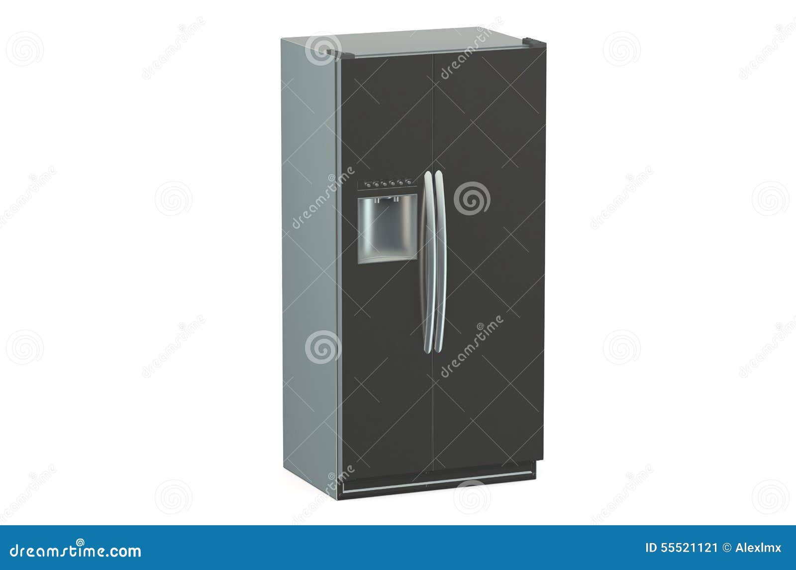 Silver Modern Fridge with Side-by-side Door System Stock Illustration ...