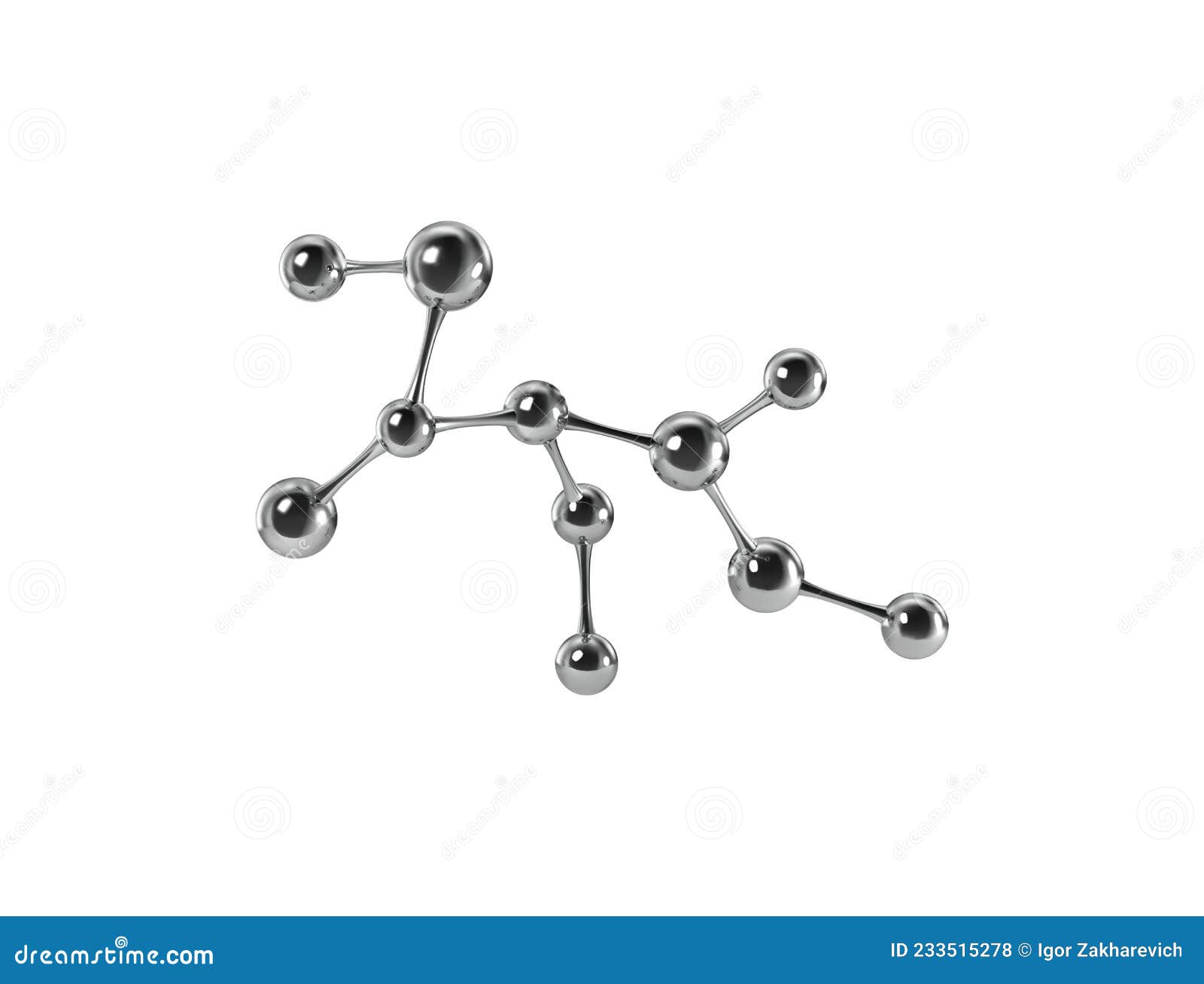 Silver Molecule Horizontally with Highlights on a White Background ...
