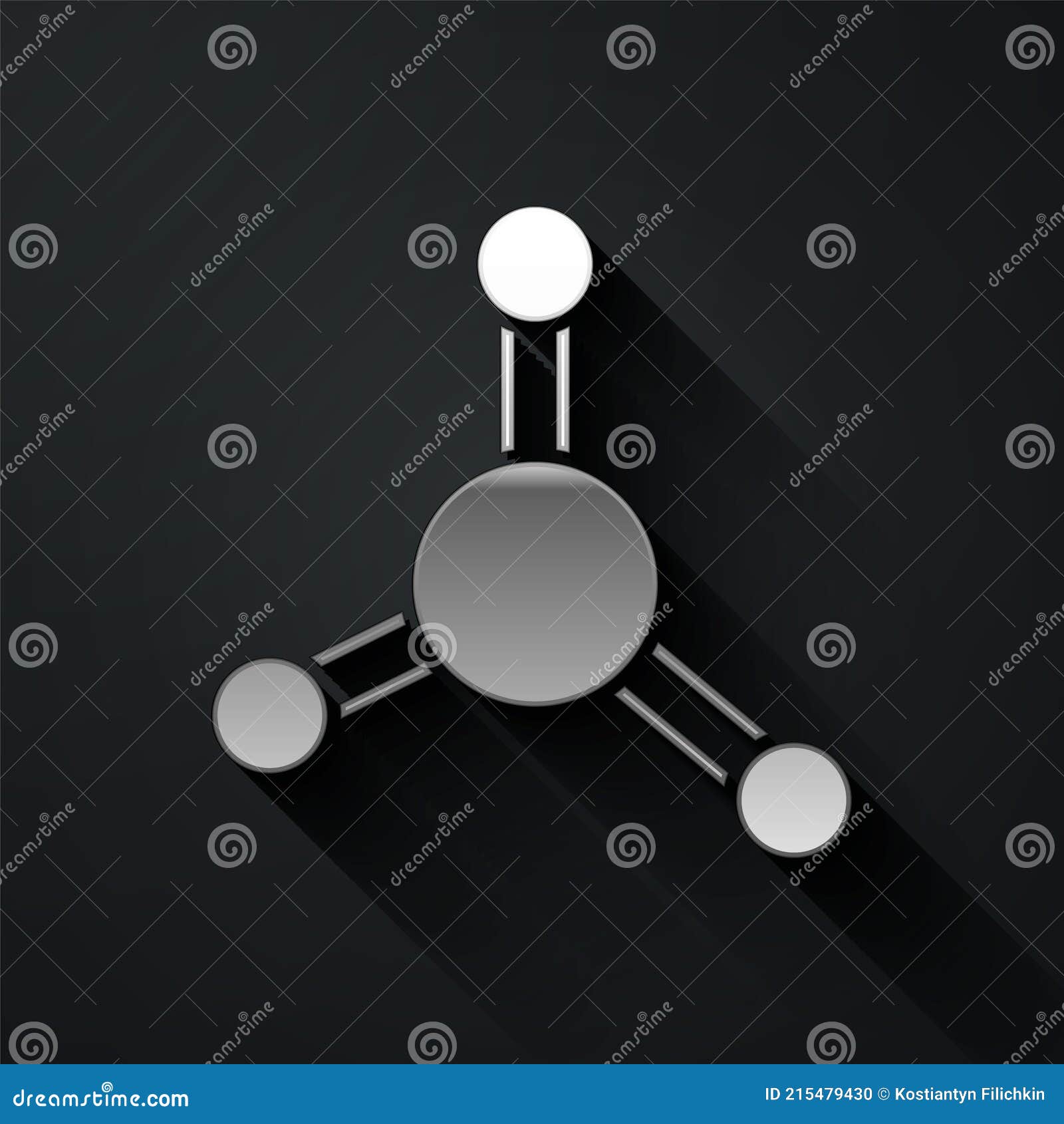 Silver Molecule Icon Isolated on Black Background. Structure of ...
