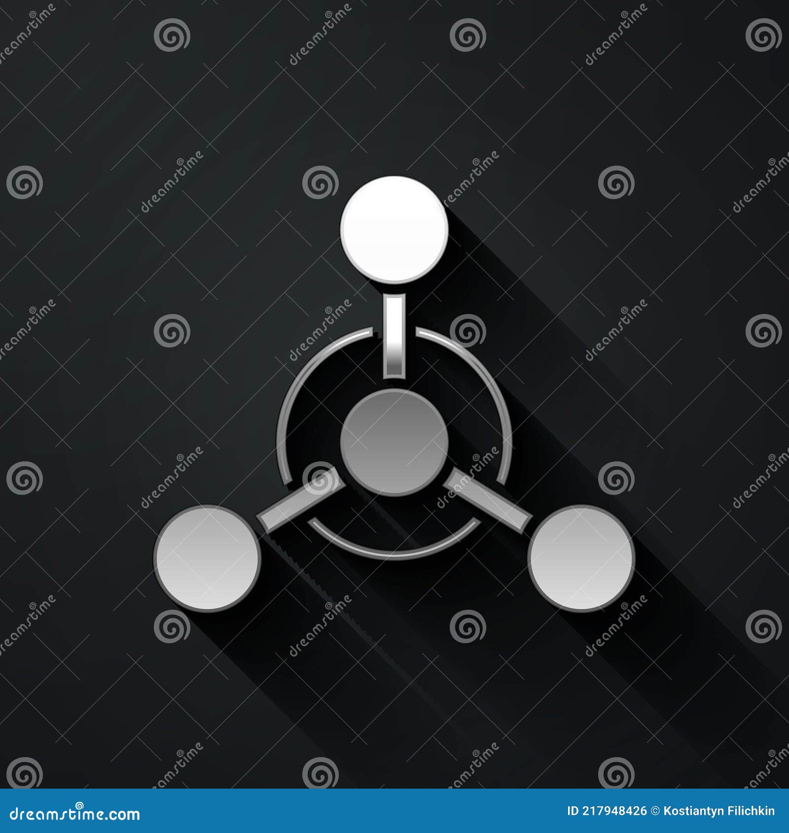 Silver Molecule Icon Isolated on Black Background. Structure of ...