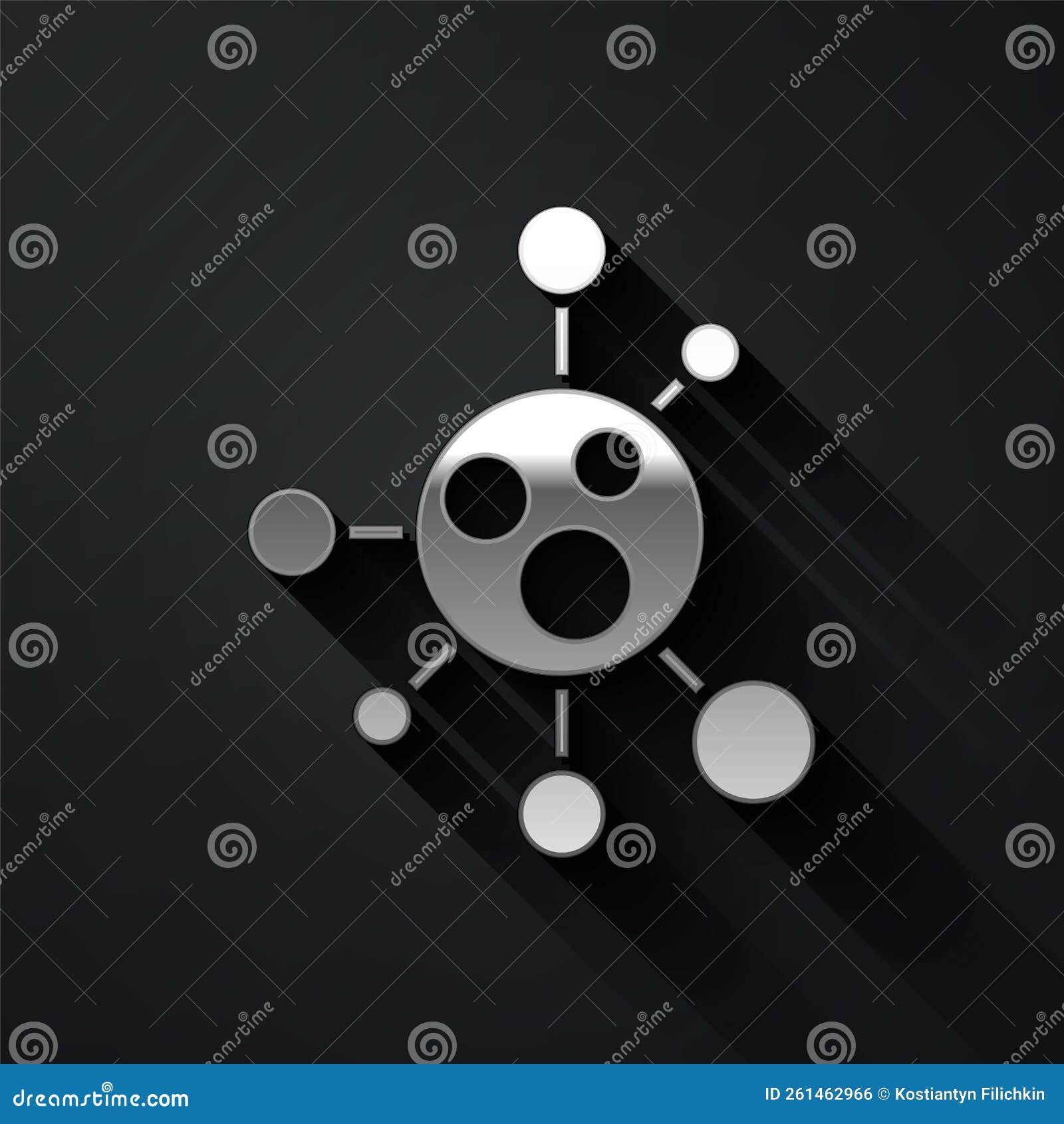 Silver Molecule Icon Isolated on Black Background. Structure of ...