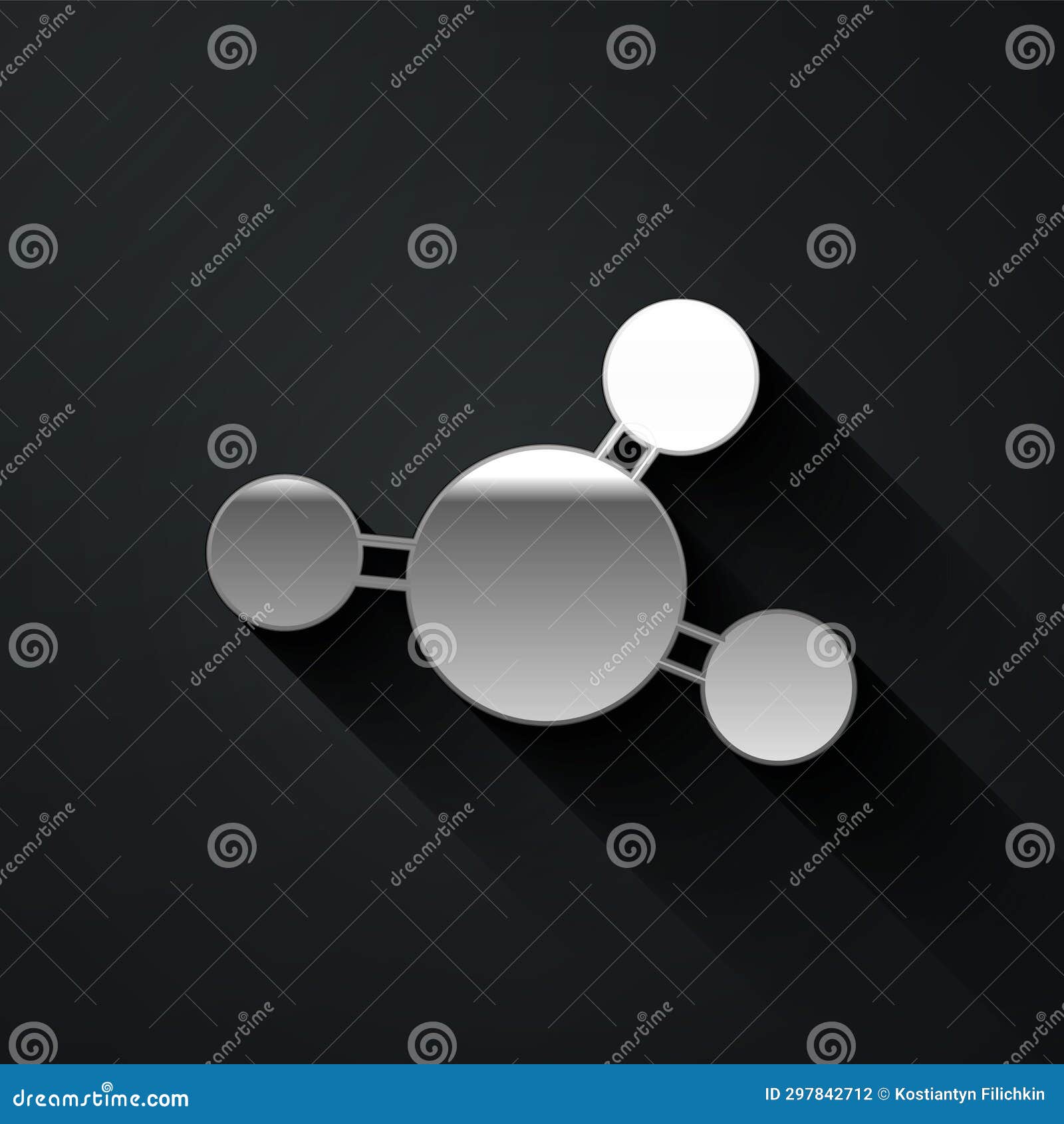 Silver Molecule Icon Isolated on Black Background. Structure of ...