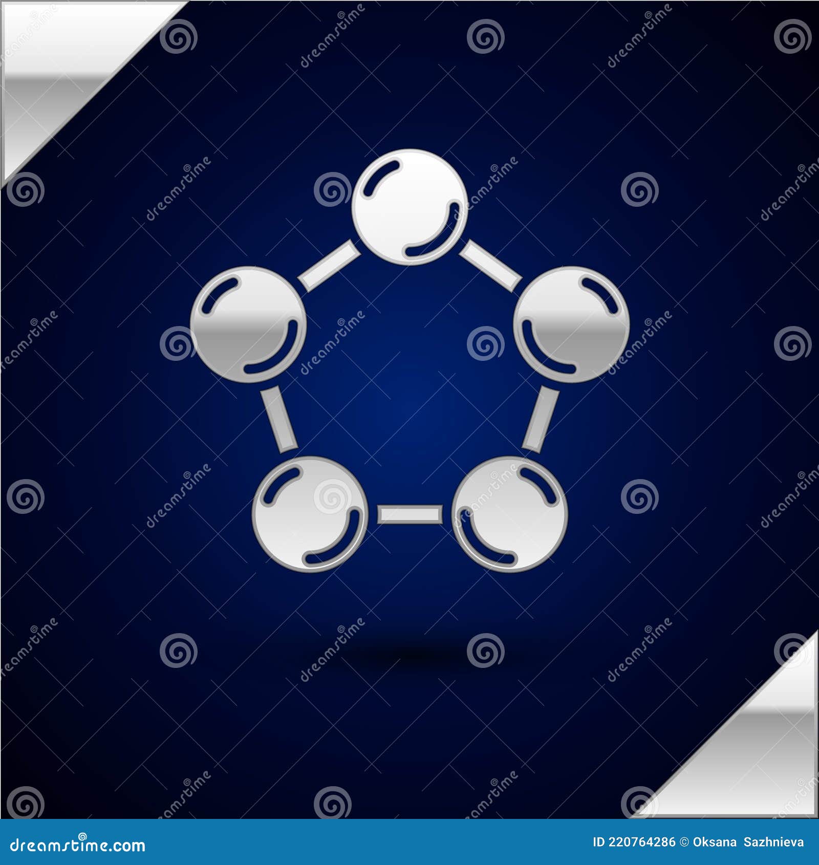 Silver Molecule Icon Isolated on Dark Blue Background. Structure of ...