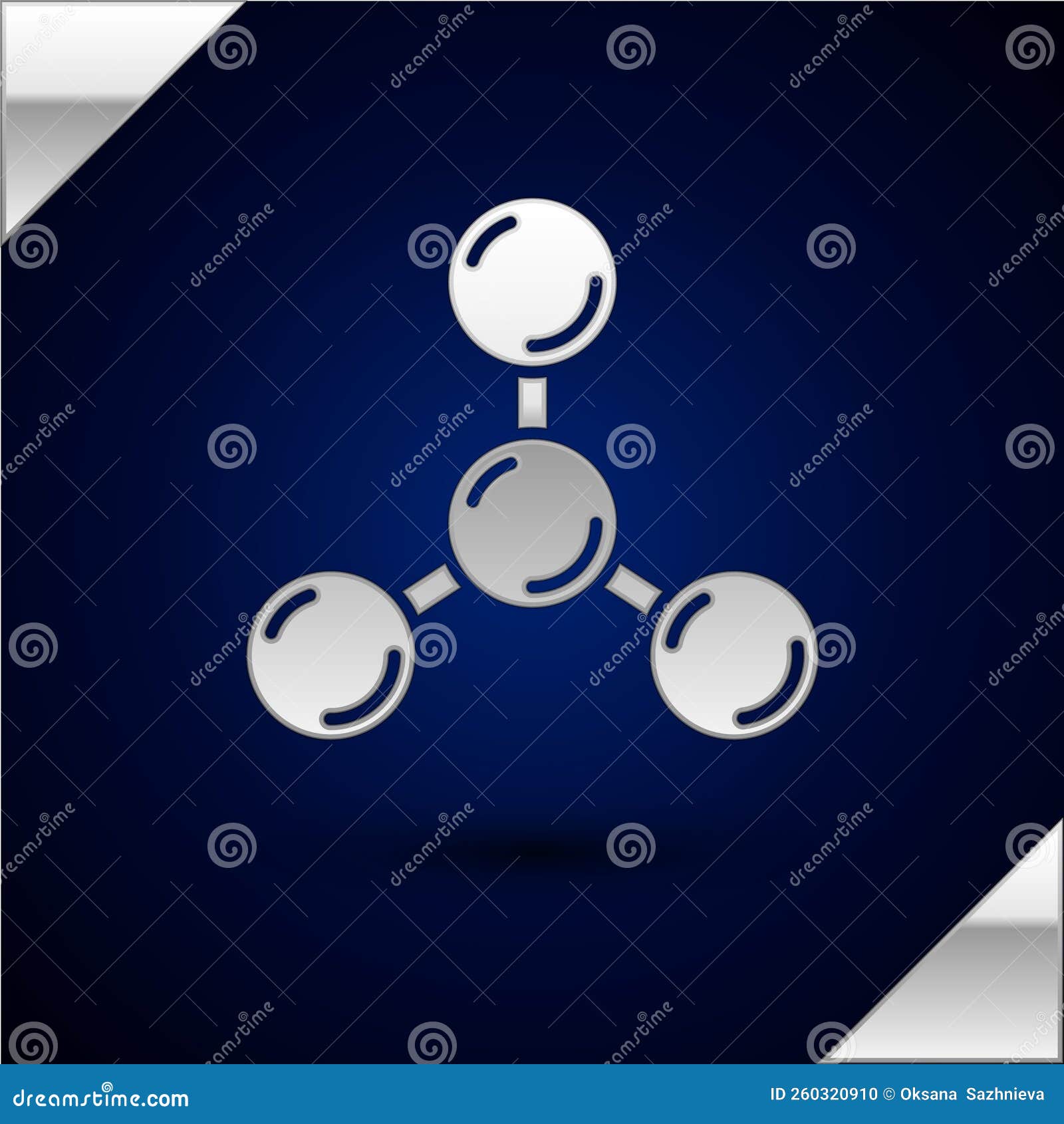 Silver Molecule Icon Isolated on Dark Blue Background. Structure of ...