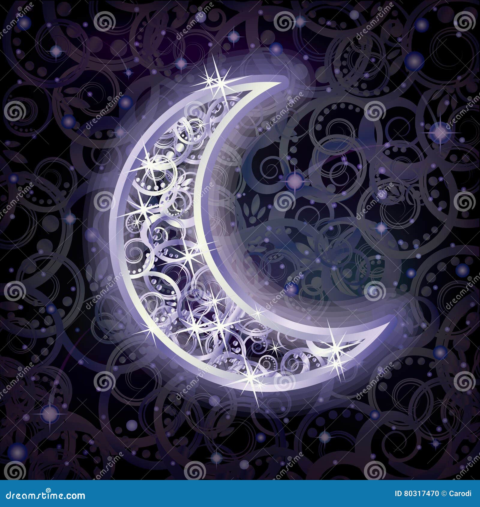 Silver Moon Holidays Card, Vector Stock Vector - Illustration of ...