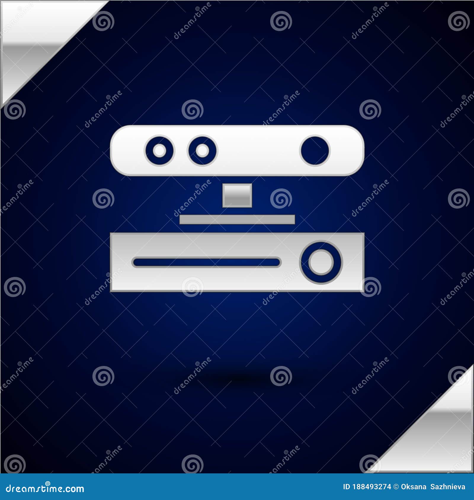 Silver Motion Sensor Icon Isolated on Dark Blue Background. Vector ...
