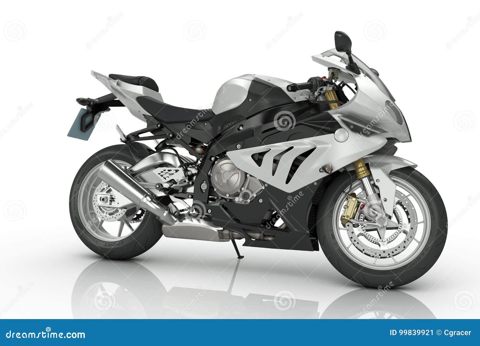 Silver Motorcycle stock illustration. Illustration of motorcycle - 99839921