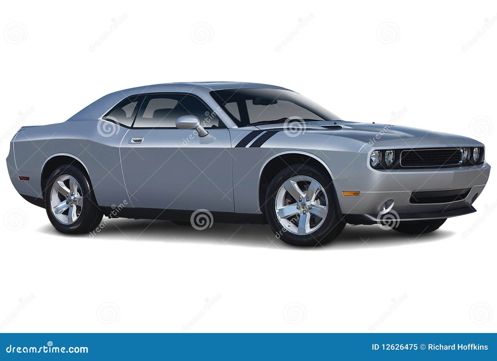 Silver Muscle Car Side View Stock Image - Image of performance ...