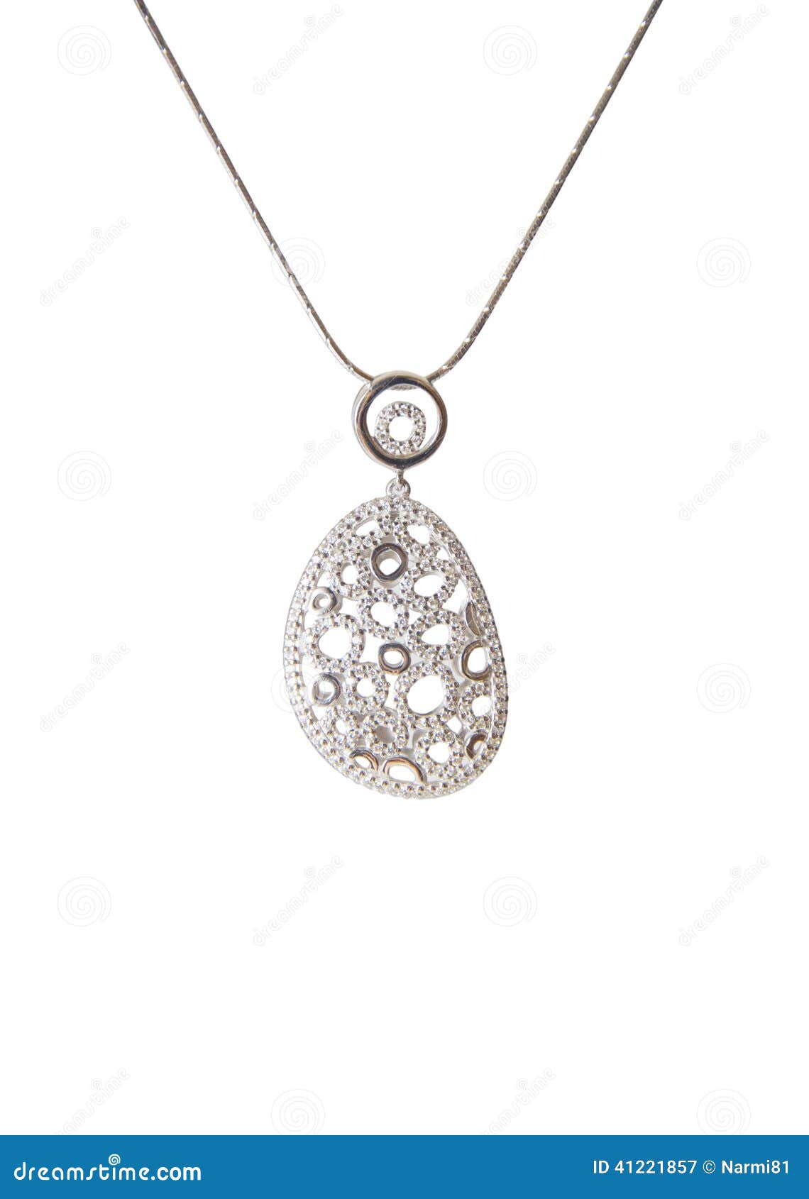 Silver Necklace Isolated on the White Background Stock Image - Image of ...