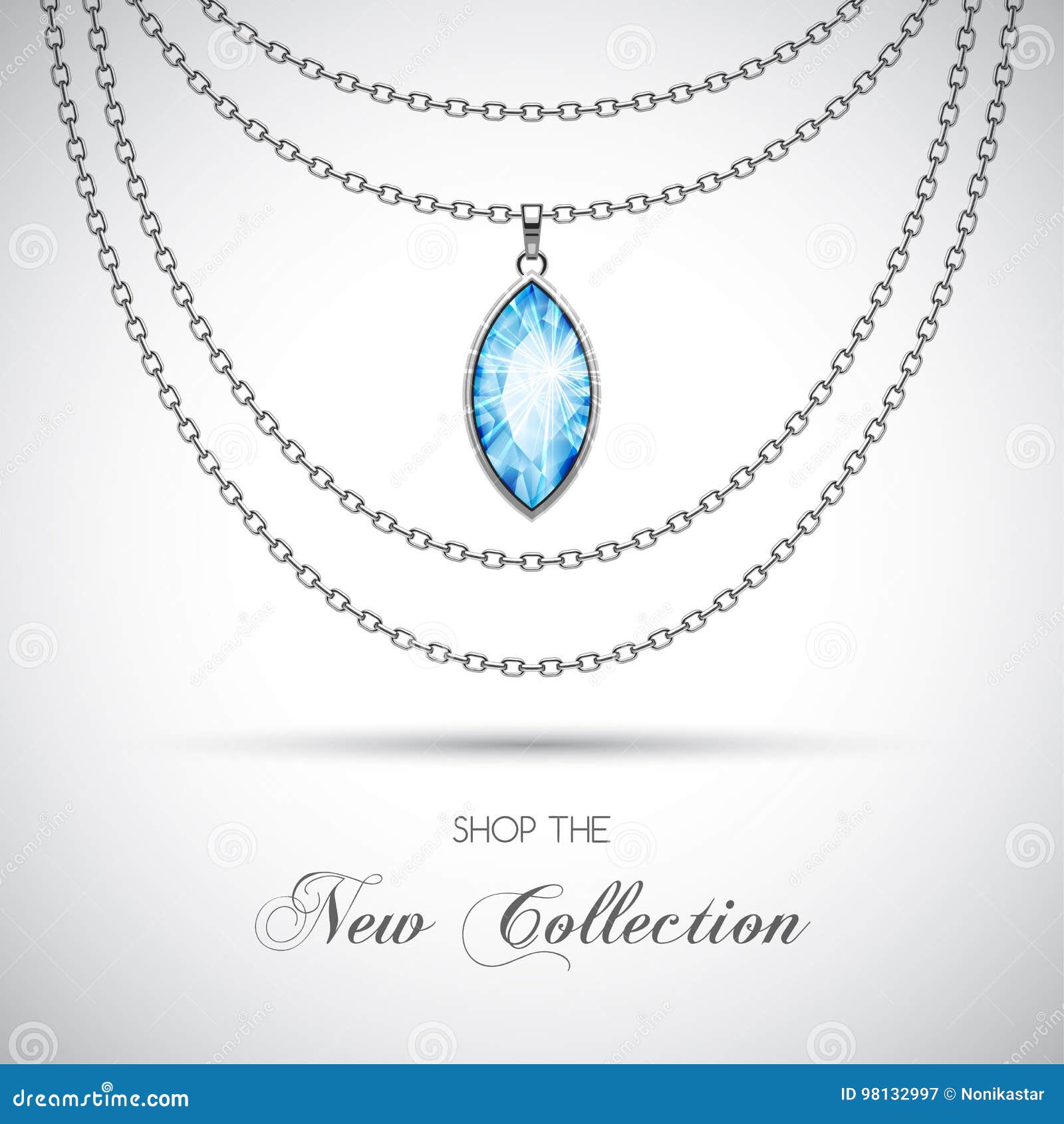 Silver Necklace with Pendant Stock Vector - Illustration of jewelry ...