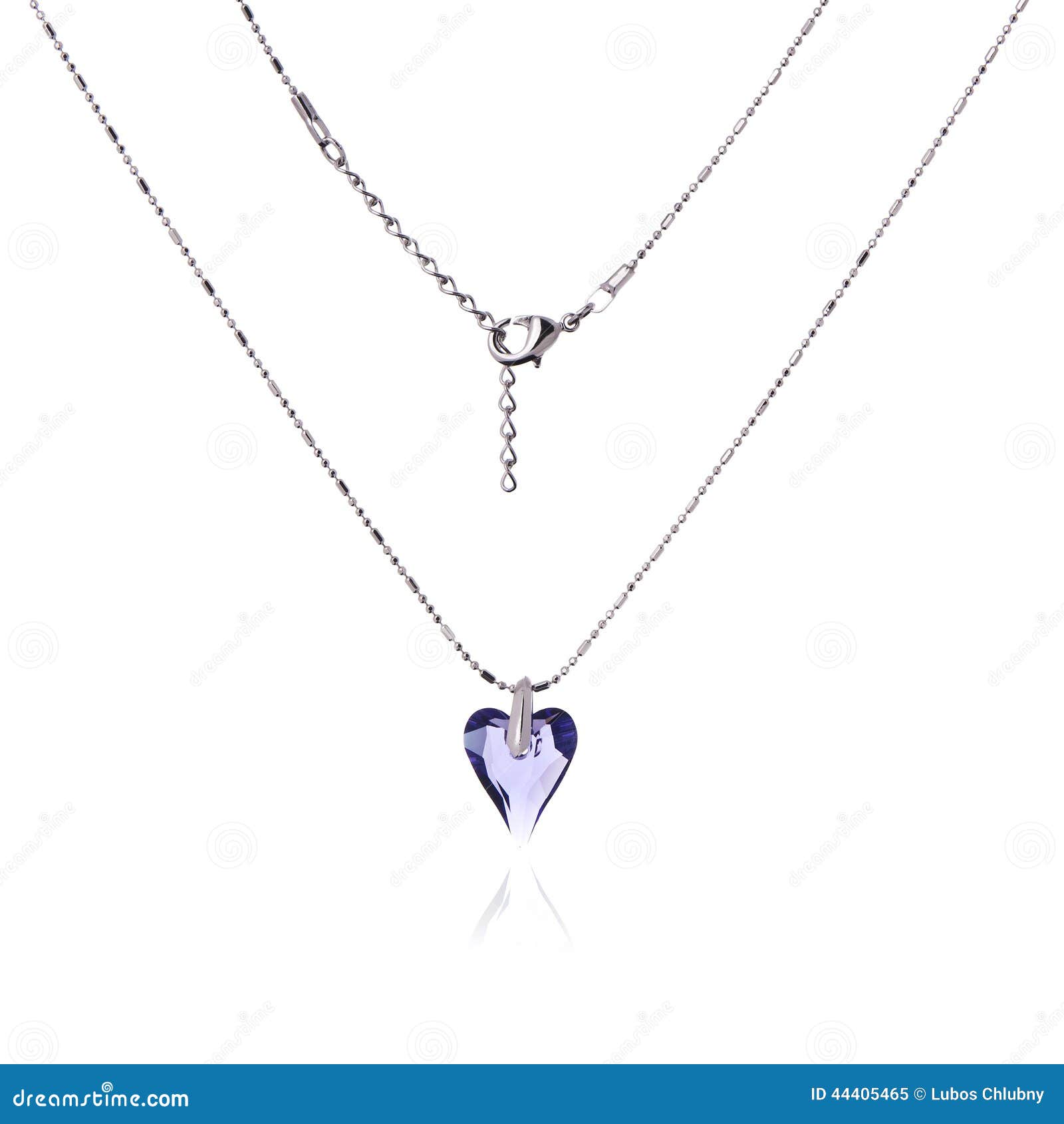 Silver Necklace and Pendant in the Shape of Heart Stock Image - Image ...