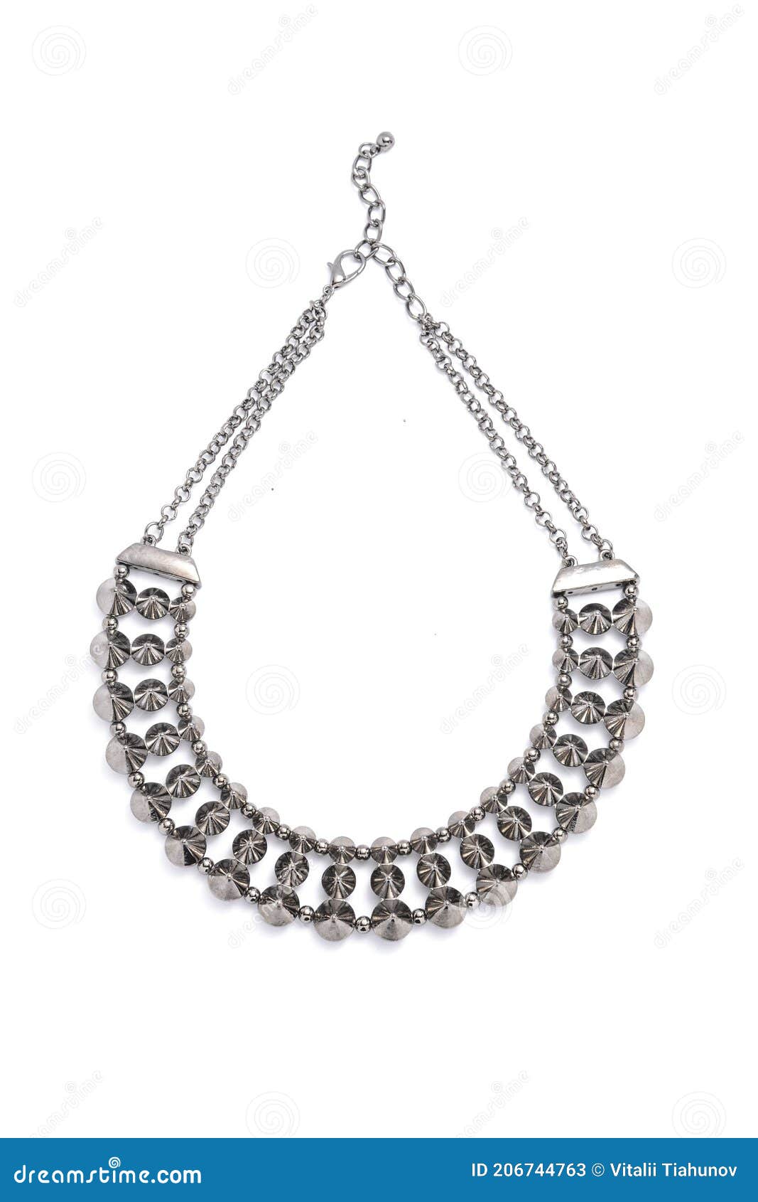 Silver Necklace with Studded on a White Background Stock Image - Image ...